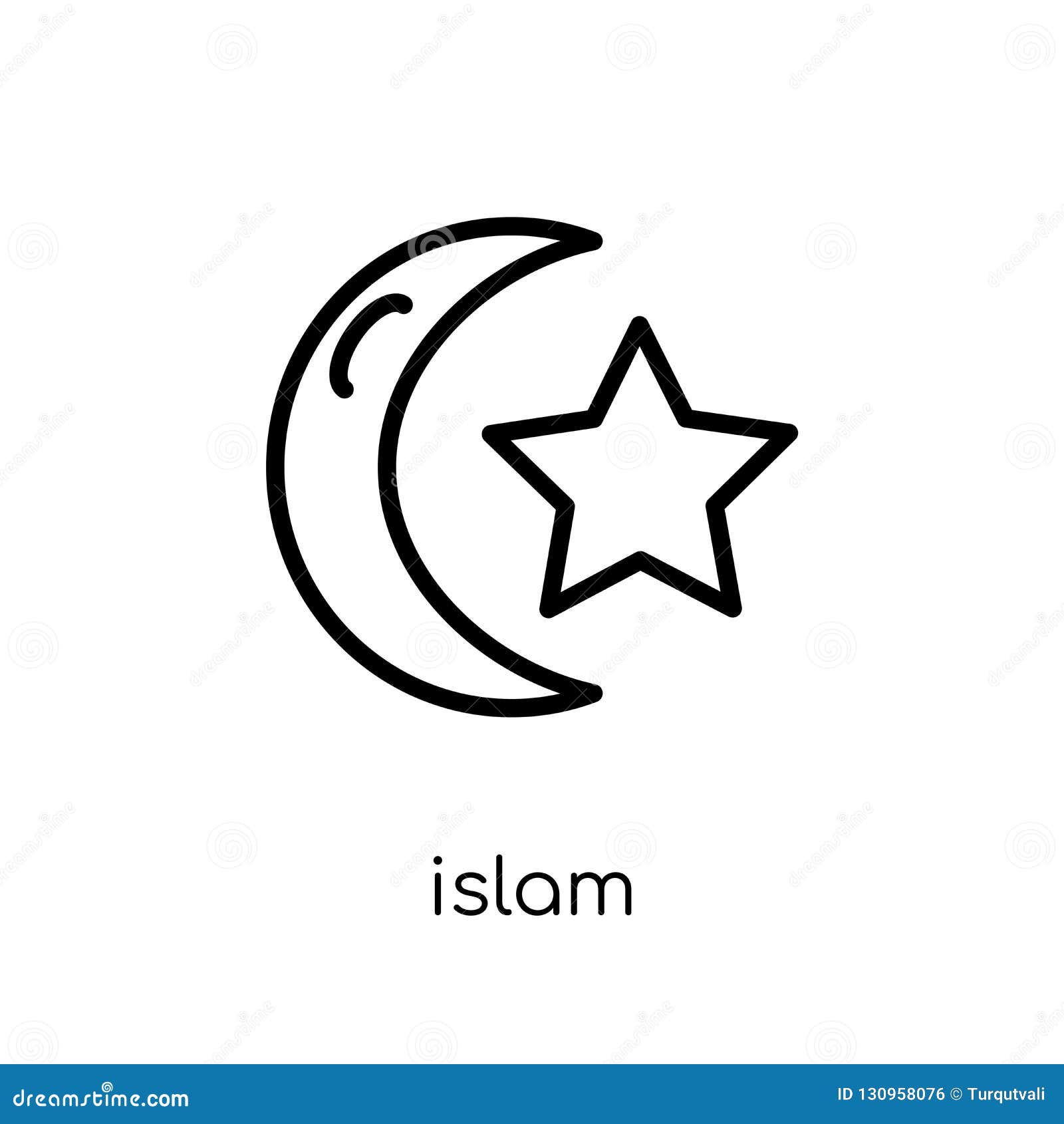 Islam Icon. Trendy Modern Flat Linear Vector Islam Icon on White Stock ...