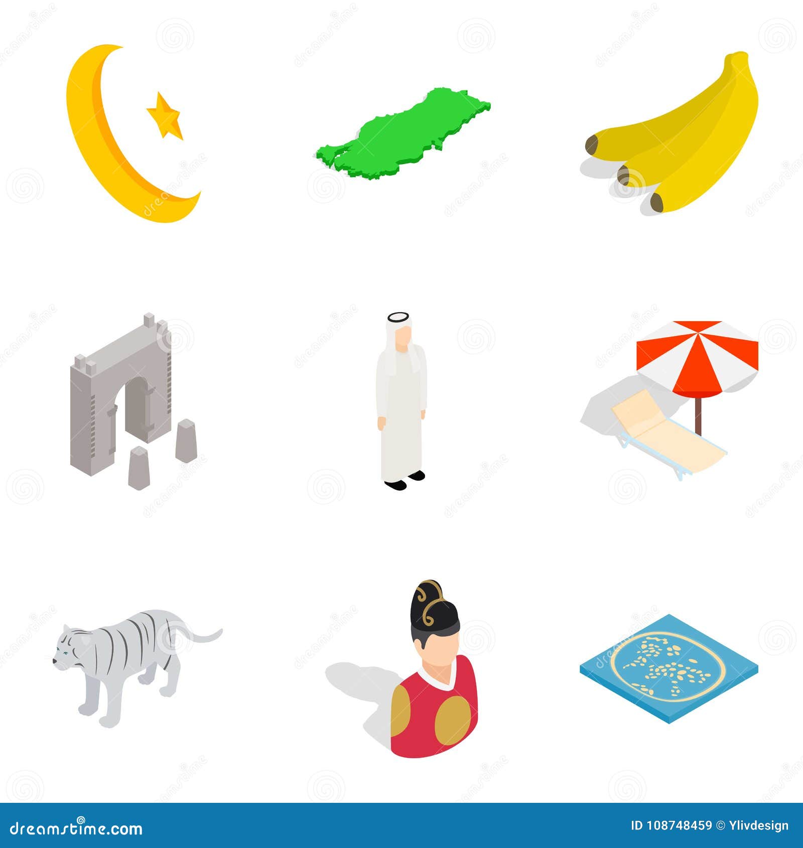 Islam Icons Set, Cartoon Style Stock Vector - Illustration of culture ...