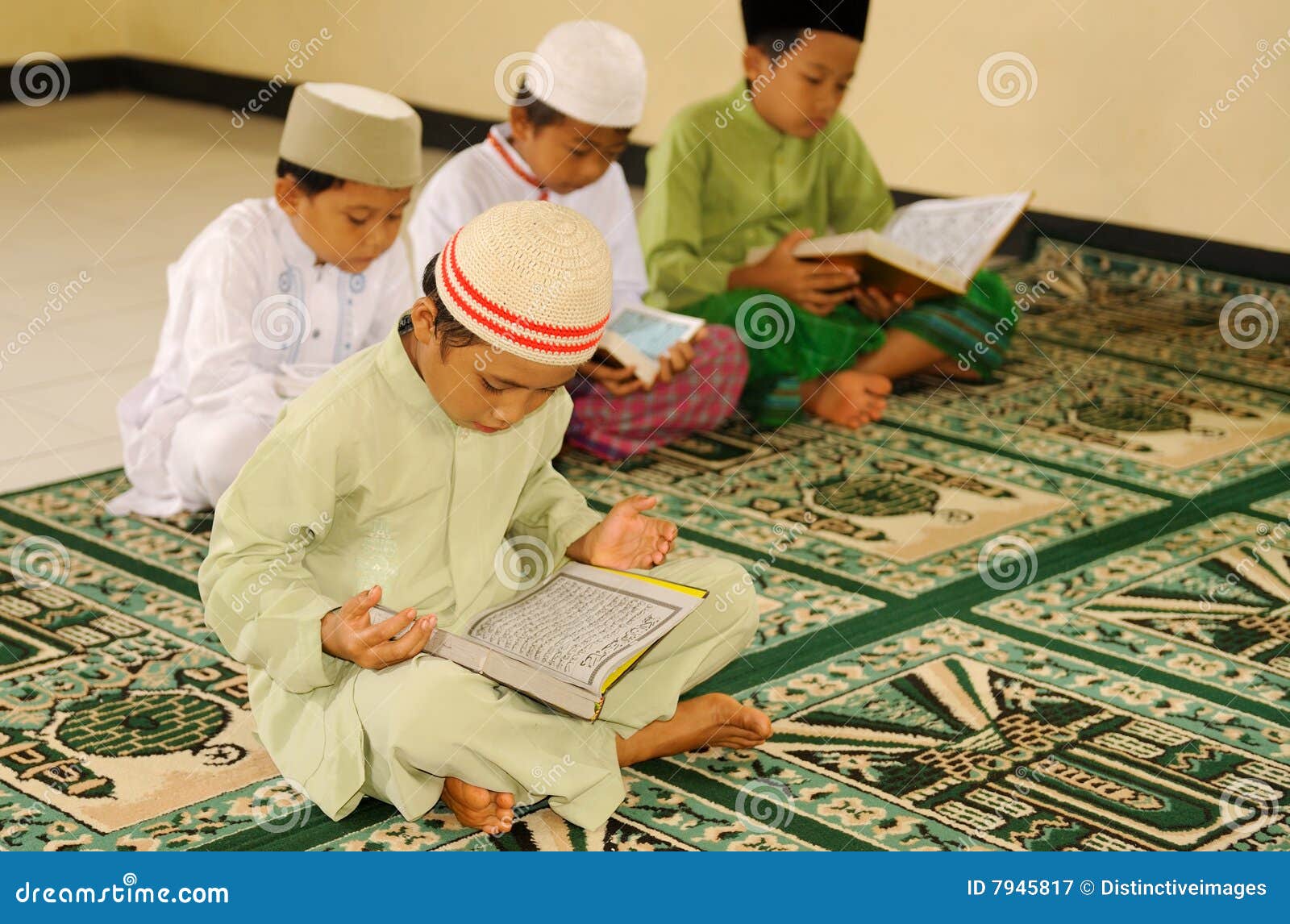 Islam Kids Reading Koran stock image. Image of reading - 7945817