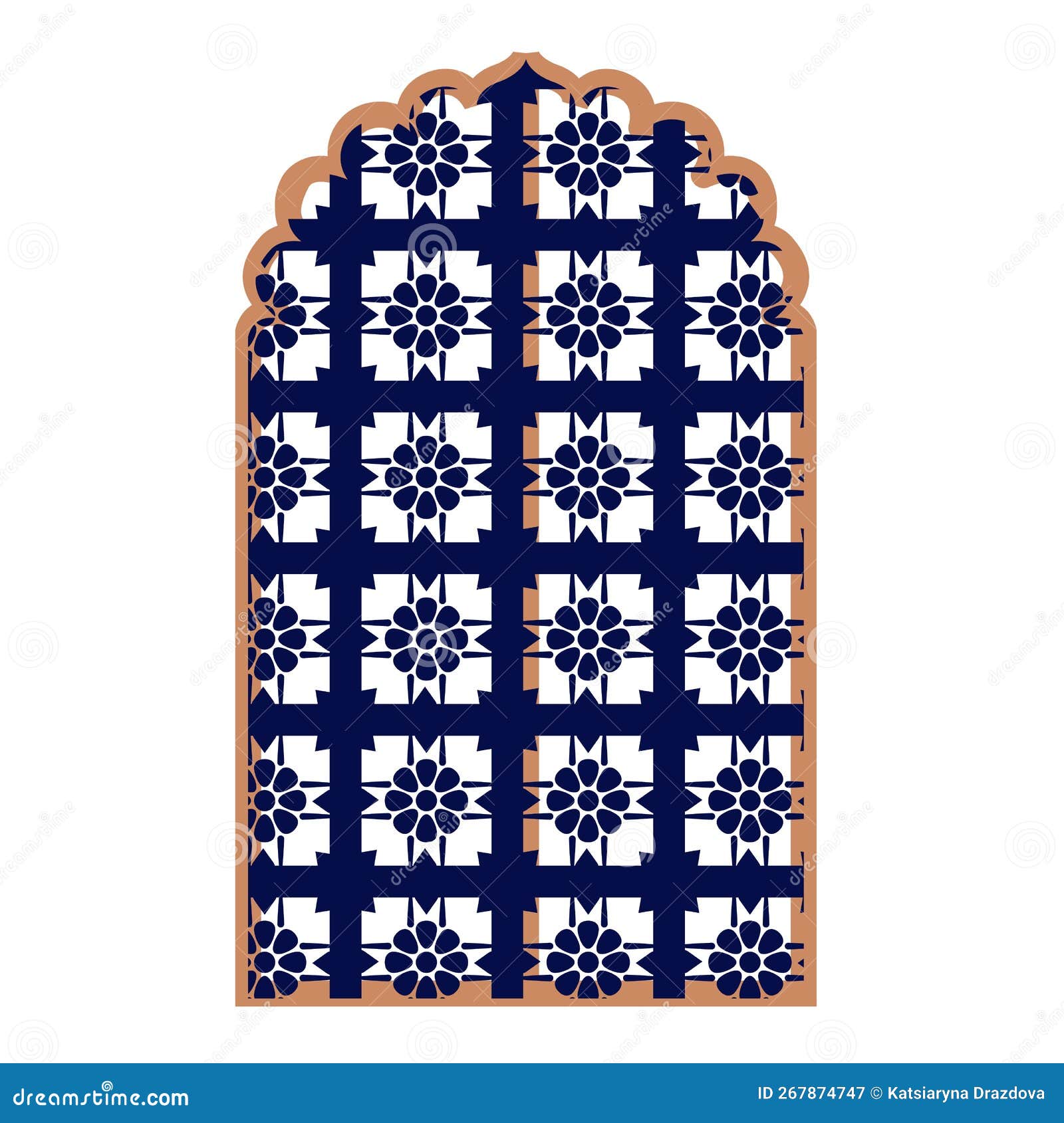 Islam Window or Gate. Decorative Frame. Mosque Dome and Lanterns ...