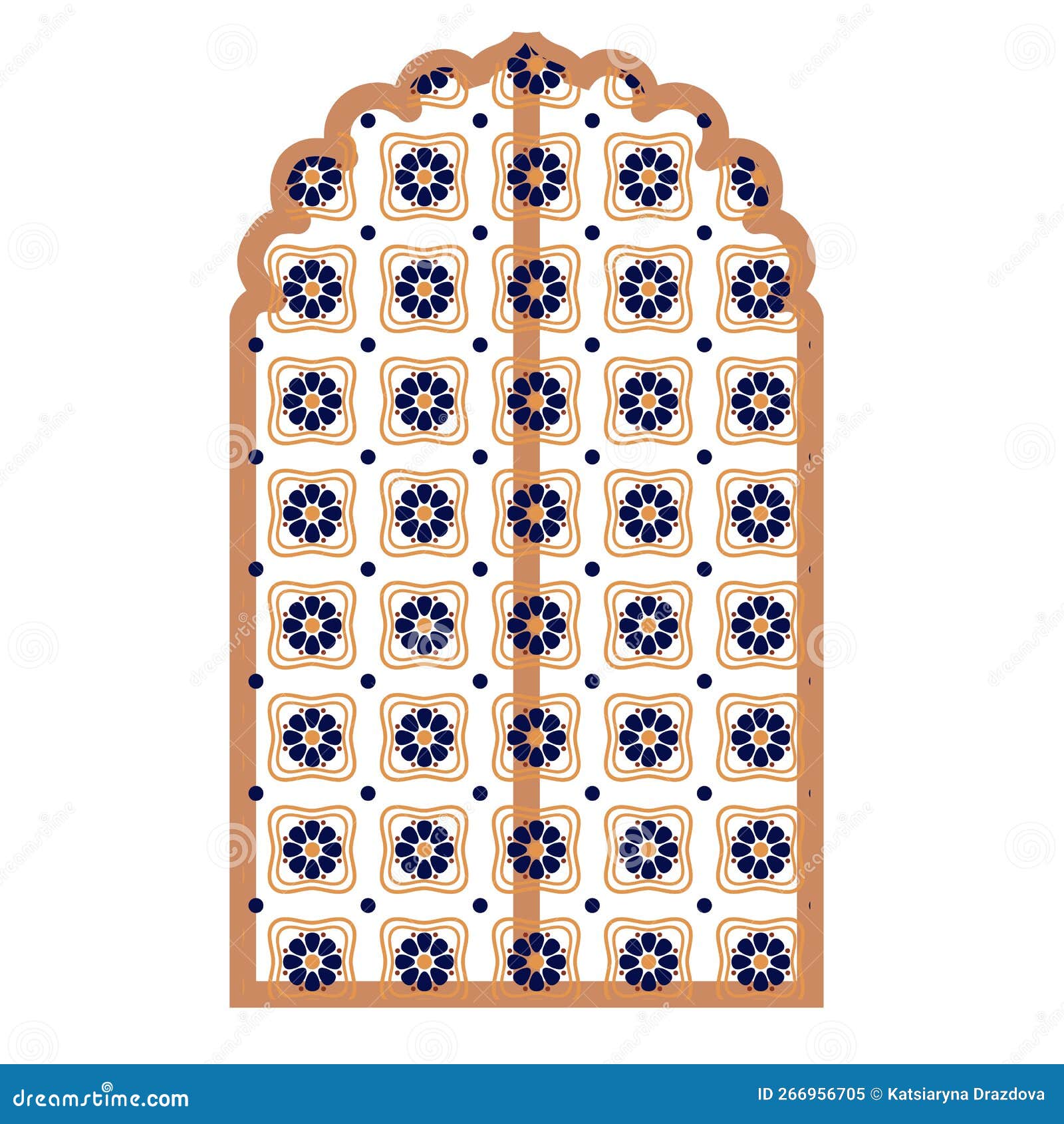 Islam Window or Gate. Decorative Frame. Mosque Dome and Lanterns ...