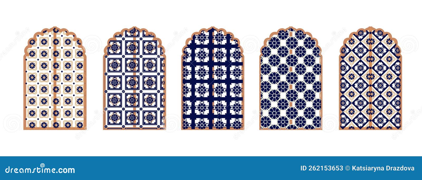 Islam Window or Gate. Decorative Frame. Mosque Dome and Lanterns ...