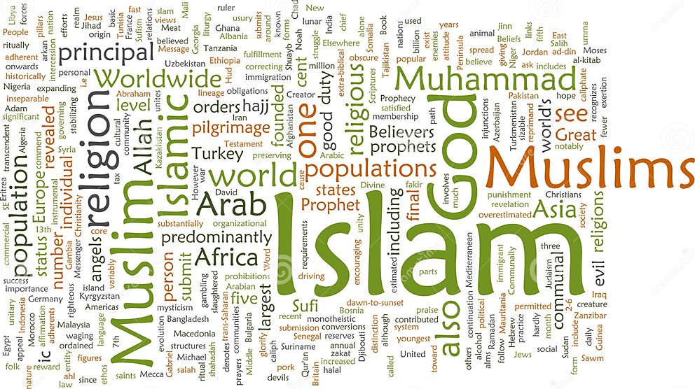 Islam word cloud stock illustration. Illustration of middle - 9958714