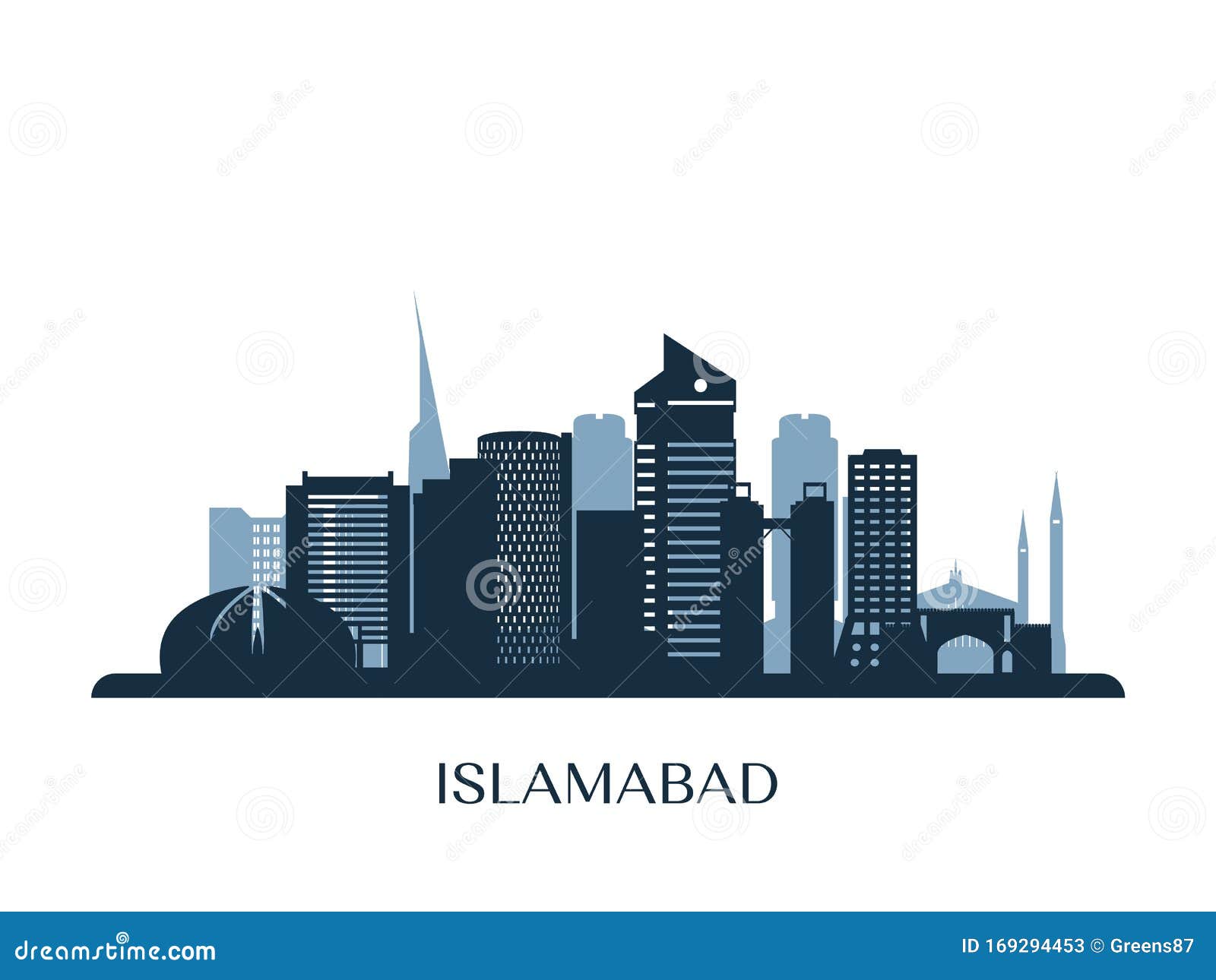 Islamabad Skyline, Monochrome Silhouette. Stock Vector - Illustration ...