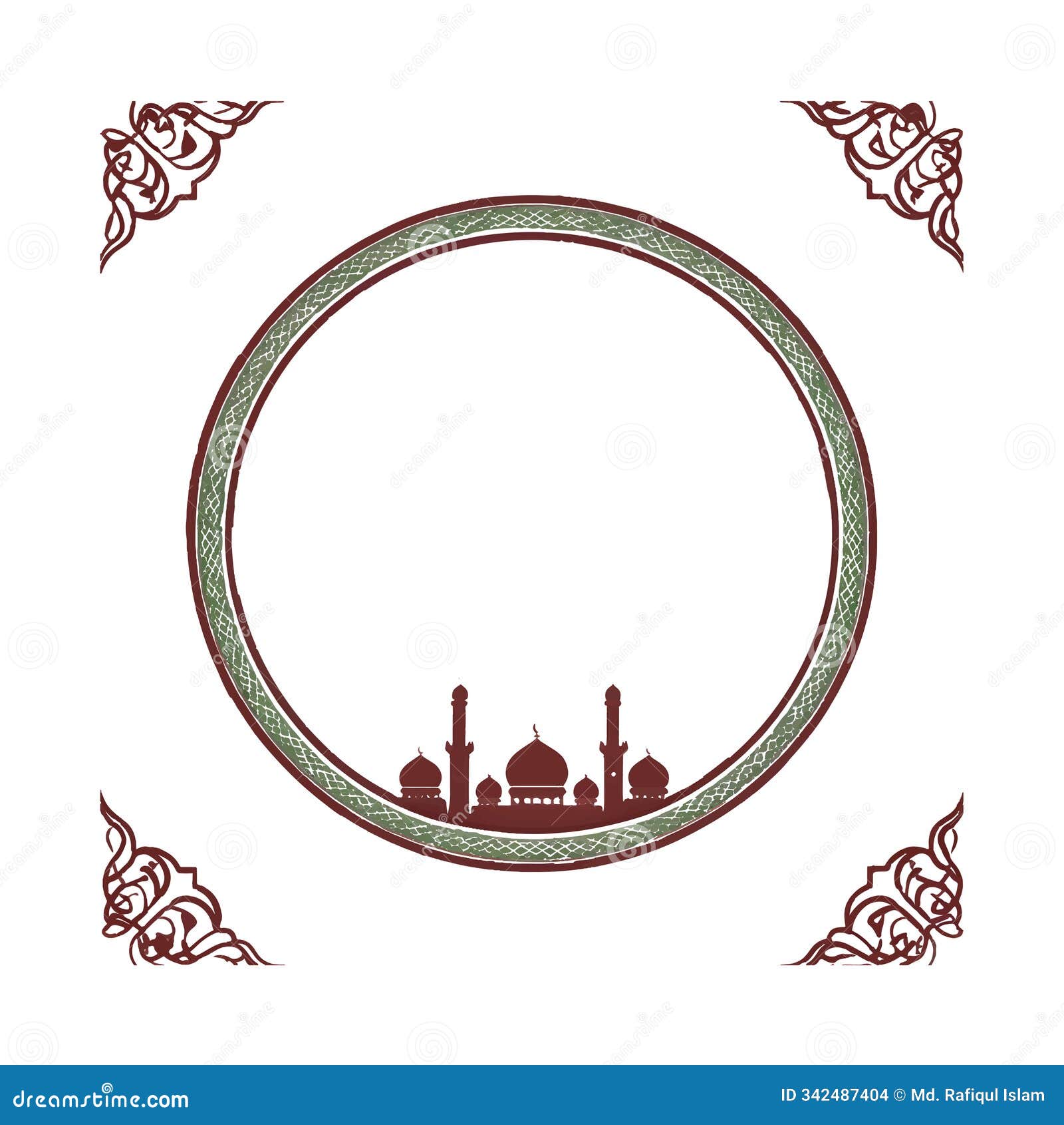 Islami Invitation Card With Half Moon Mosque And Design In Frame Vector ...