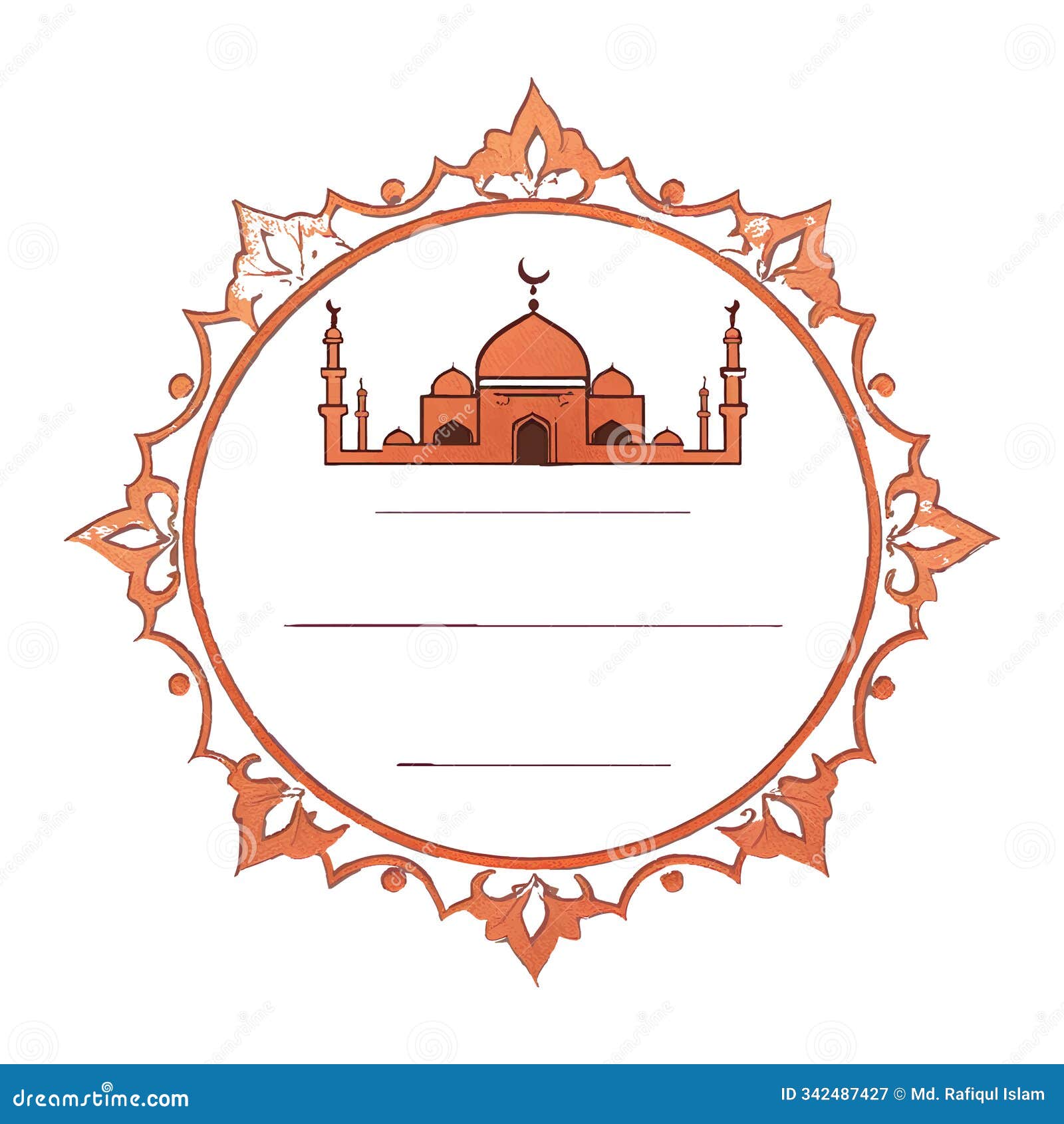 Islami Invitation Card With Half Moon Mosque And Design In Frame Vector ...