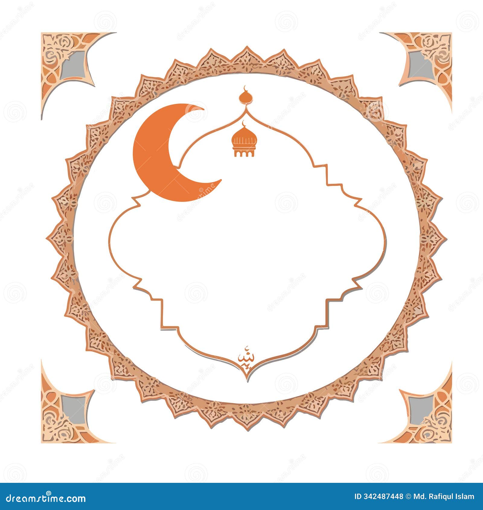 Islami Invitation Card With Half Moon Mosque And Design In Frame Vector ...