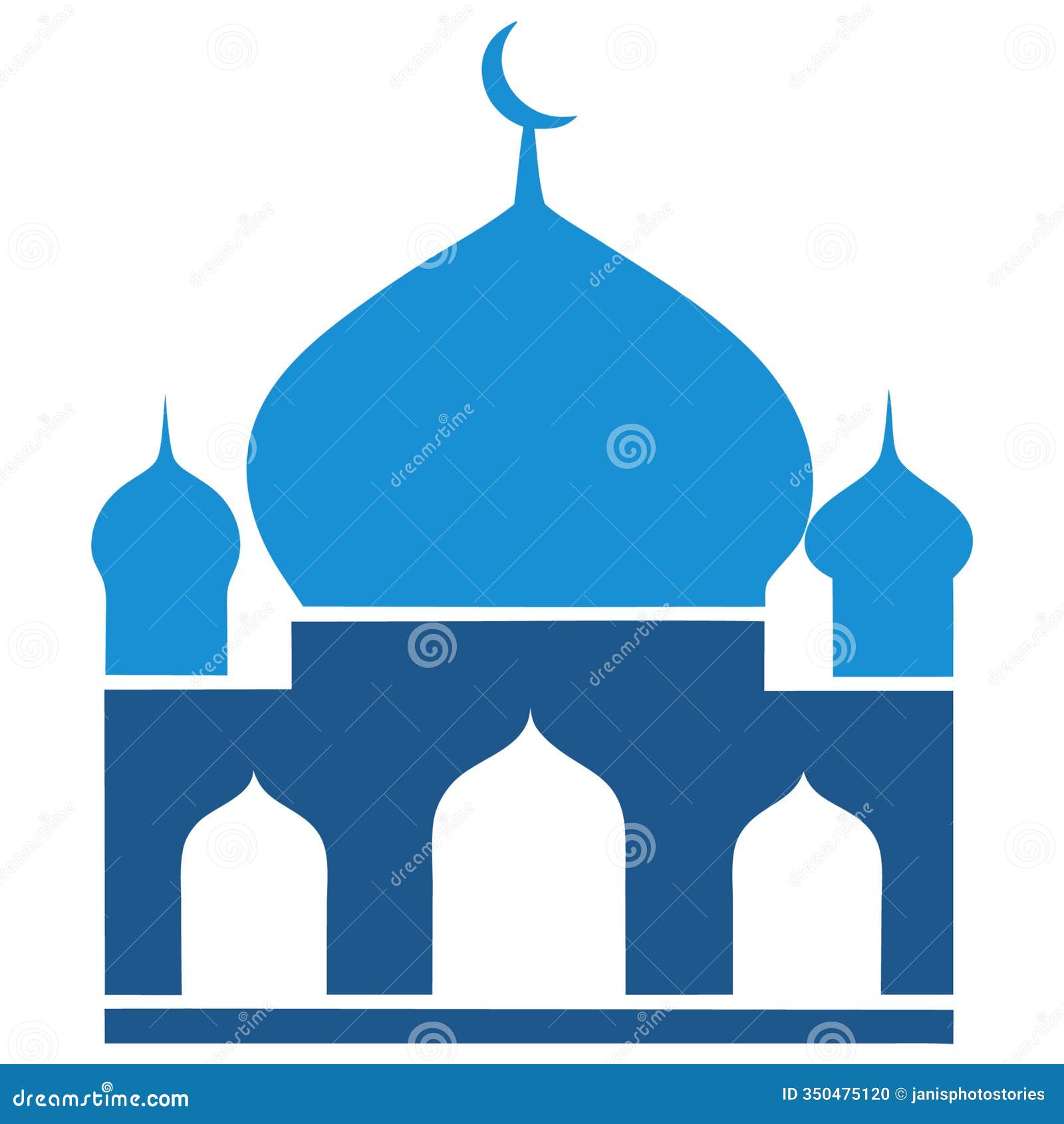 Flat Mosque Silhouette Vector Illustration. Islamic Mosque Buildings In ...