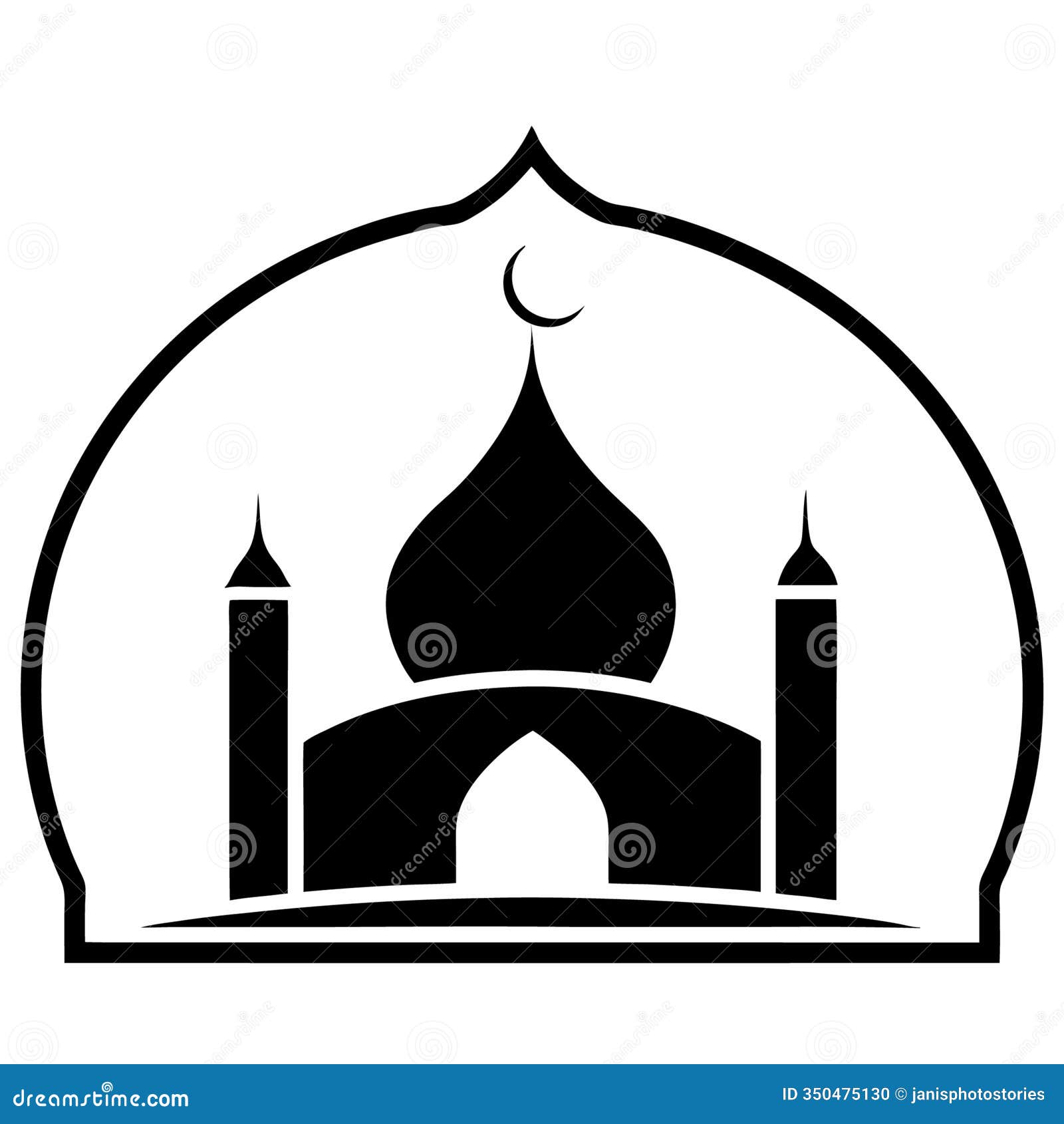 Abstract Mosque Silhouette, Black and White, Minimalist Style, Islamic ...