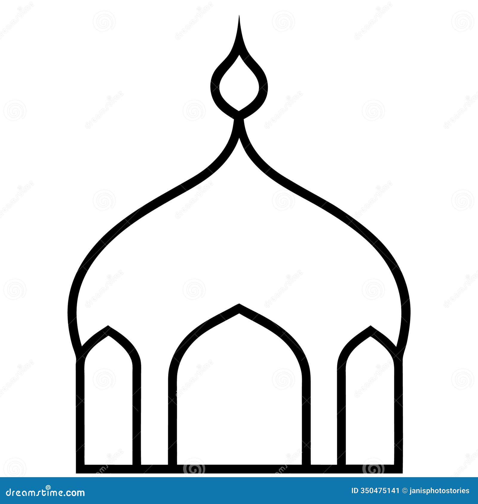 Simple Mosque Outline Black Illustration, Symbolic Architectural Design ...