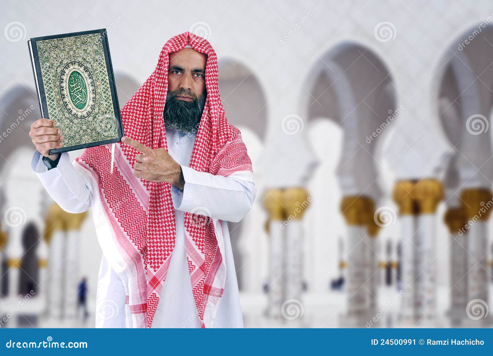 Islamic Arabian Shiekh Presenting Quran Stock Image - Image of islamic ...