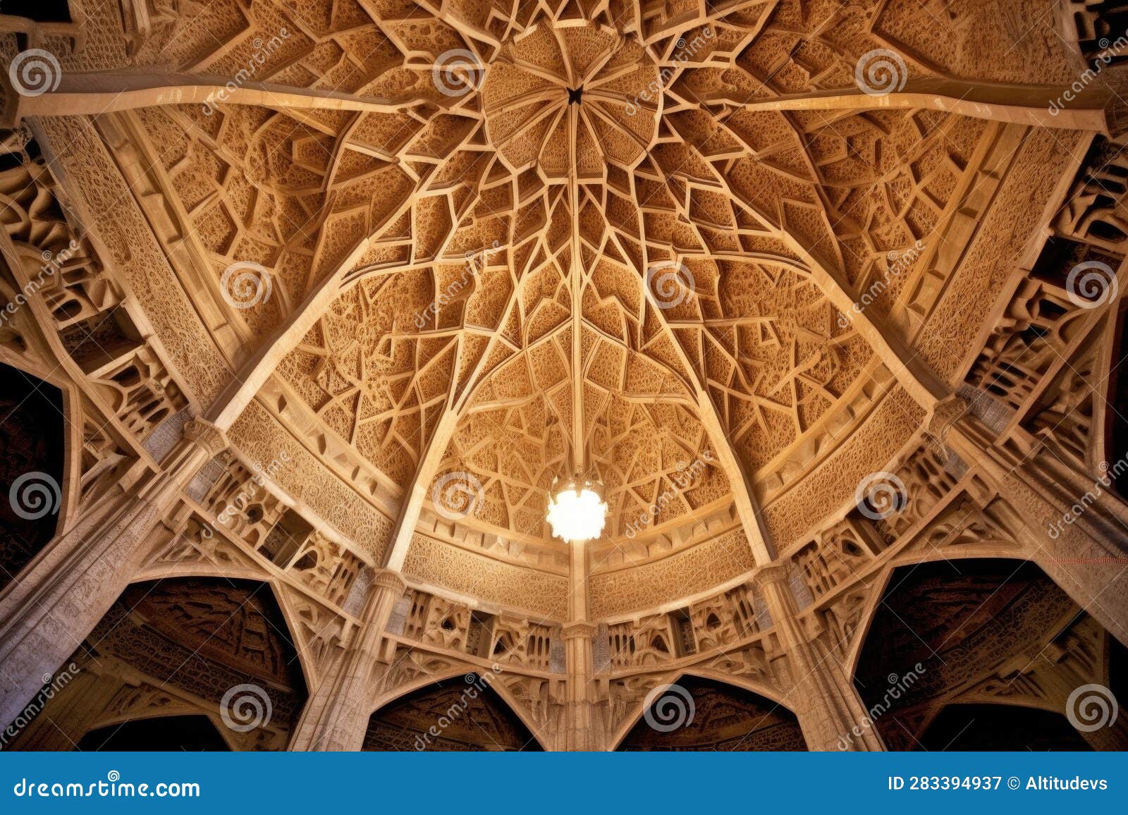Islamic Architectural Patterns on a Mosque Ceiling Stock Illustration ...