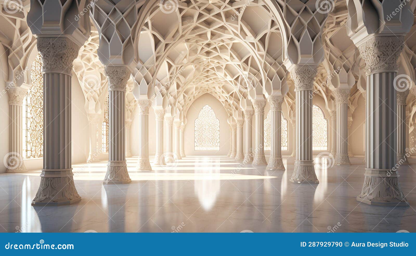 Islamic Architecture Interior Pillars Columns Mosque Stock Illustration ...