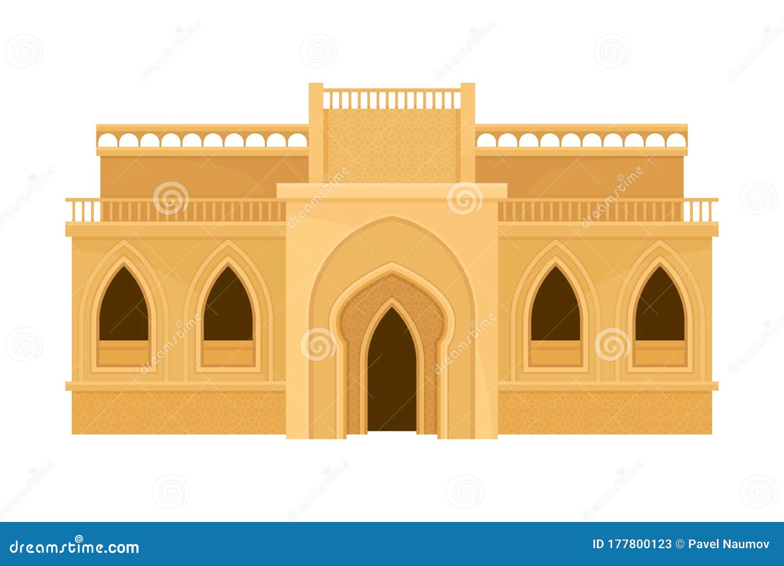 Islamic Architecture with Pointed Arches and Geometric Patterned ...