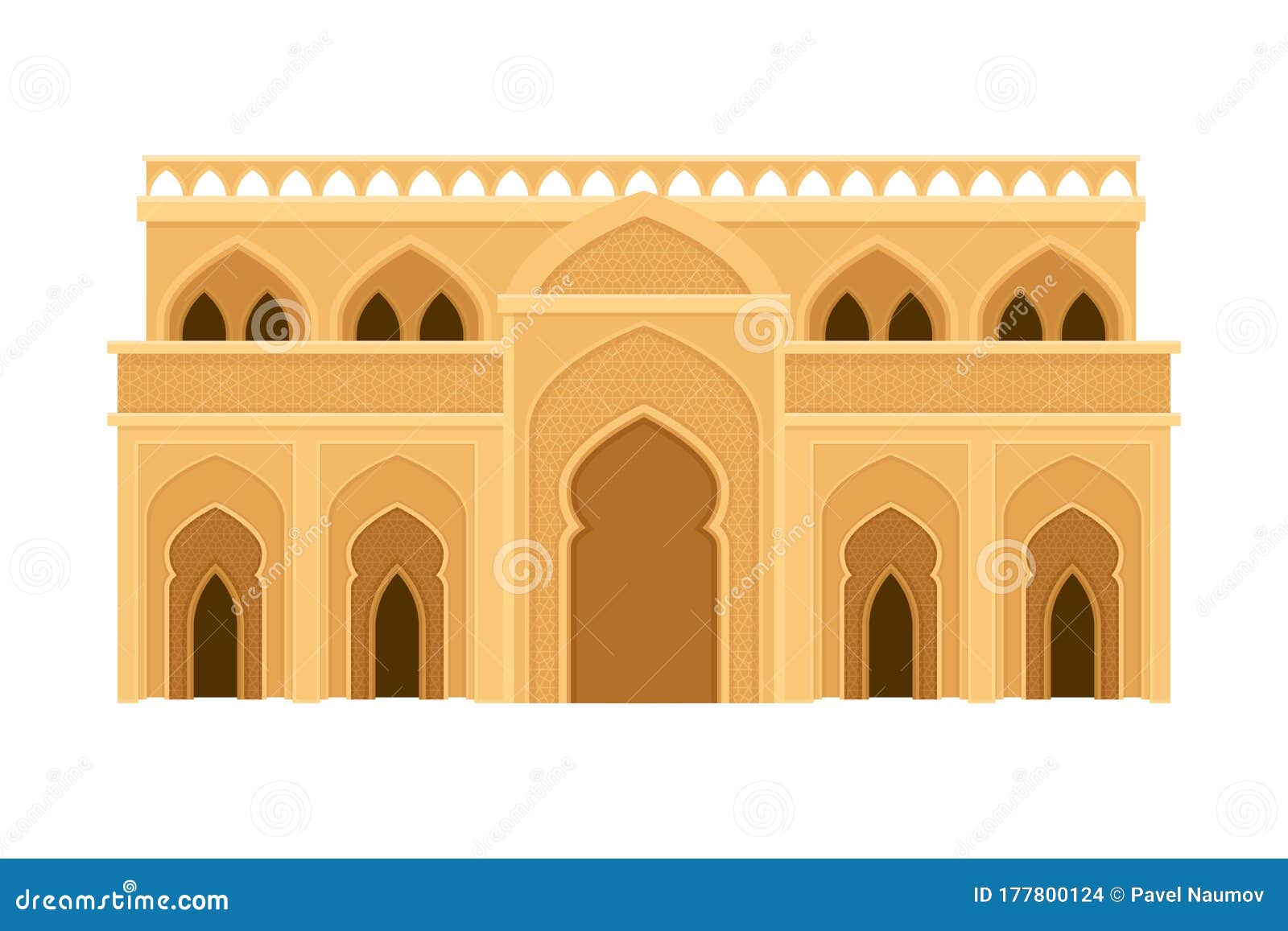 Islamic Architecture with Pointed Arches and Geometric Patterned ...
