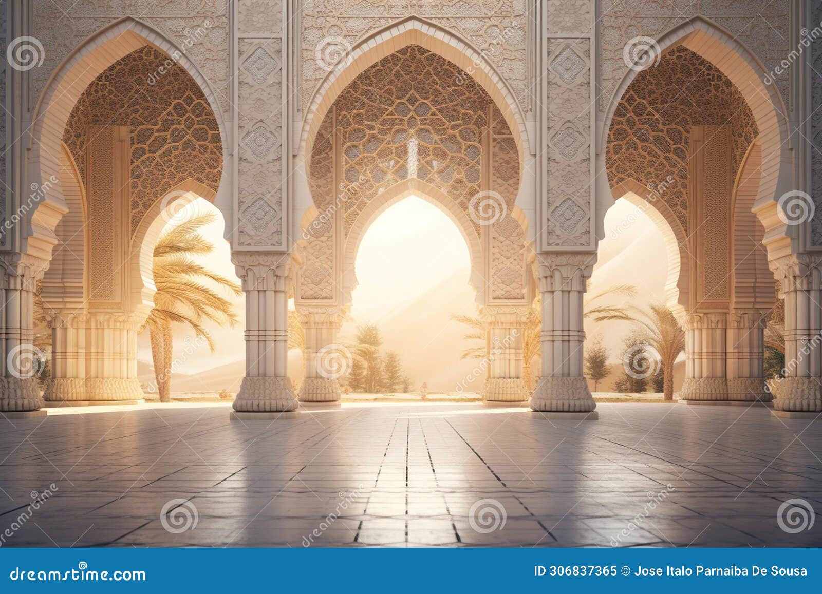 Islamic Archway with Mosaic Tile Work Creating a. Generative Ai Stock ...