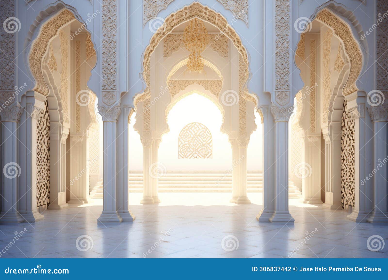 Islamic Archway with Mosaic Tile Work Creating a. Generative Ai Stock ...