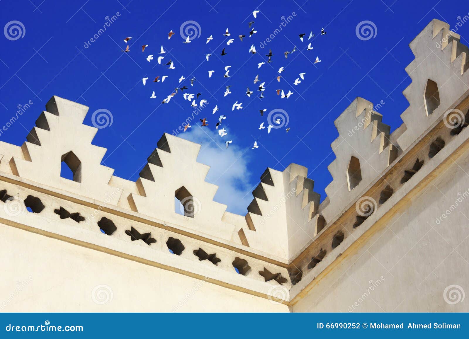 Islamic Art of an Old Mosque with Birds Flying Stock Photo - Image of ...