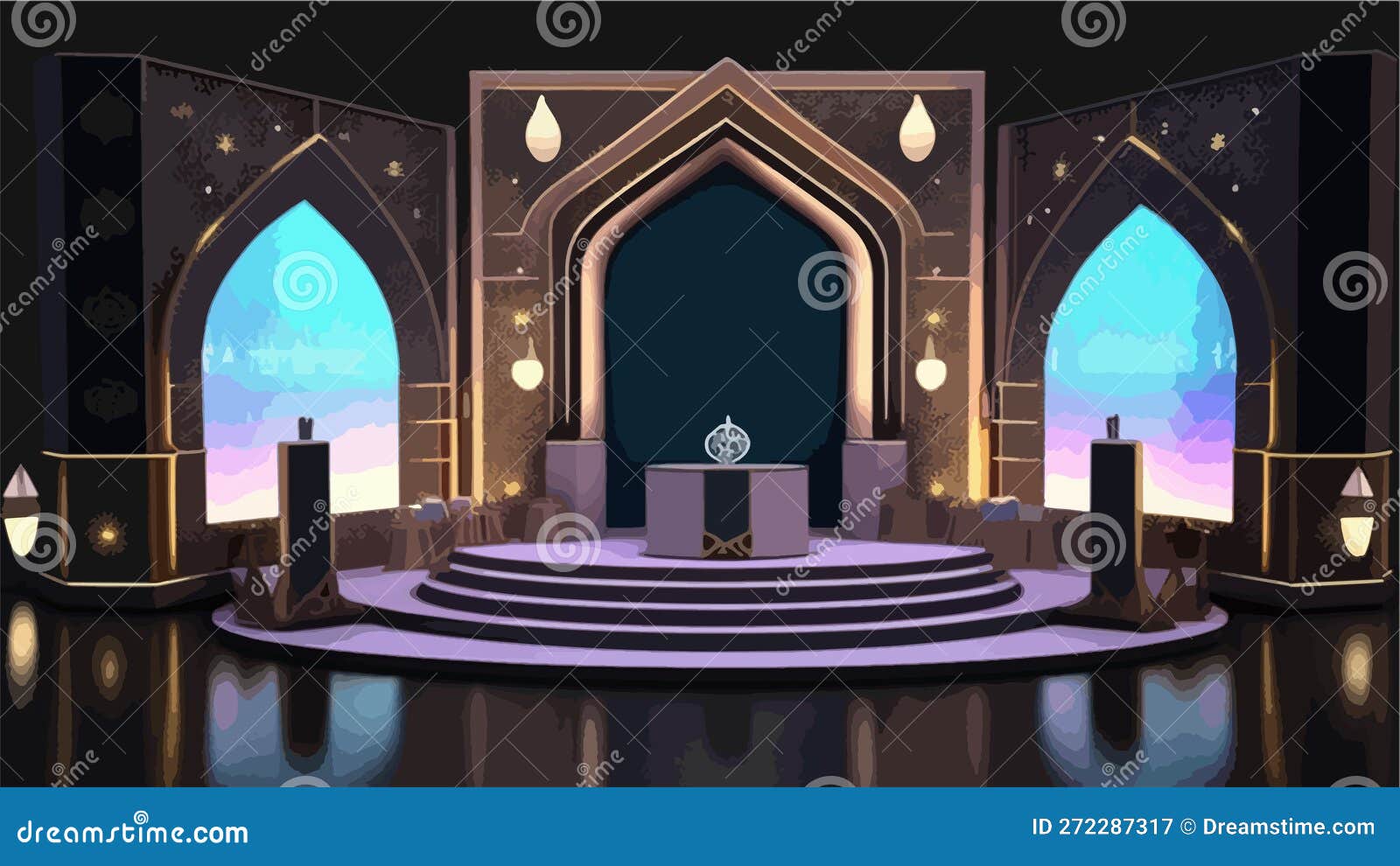 ISLAMIC BACKGROUND BOOTH STAGE for RAMADAN EID FITR Stock Illustration ...