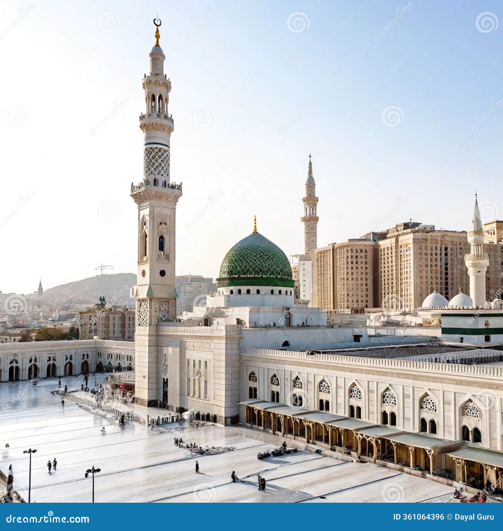 Islamic Background with Madina and Mosque Isolated on White Background ...