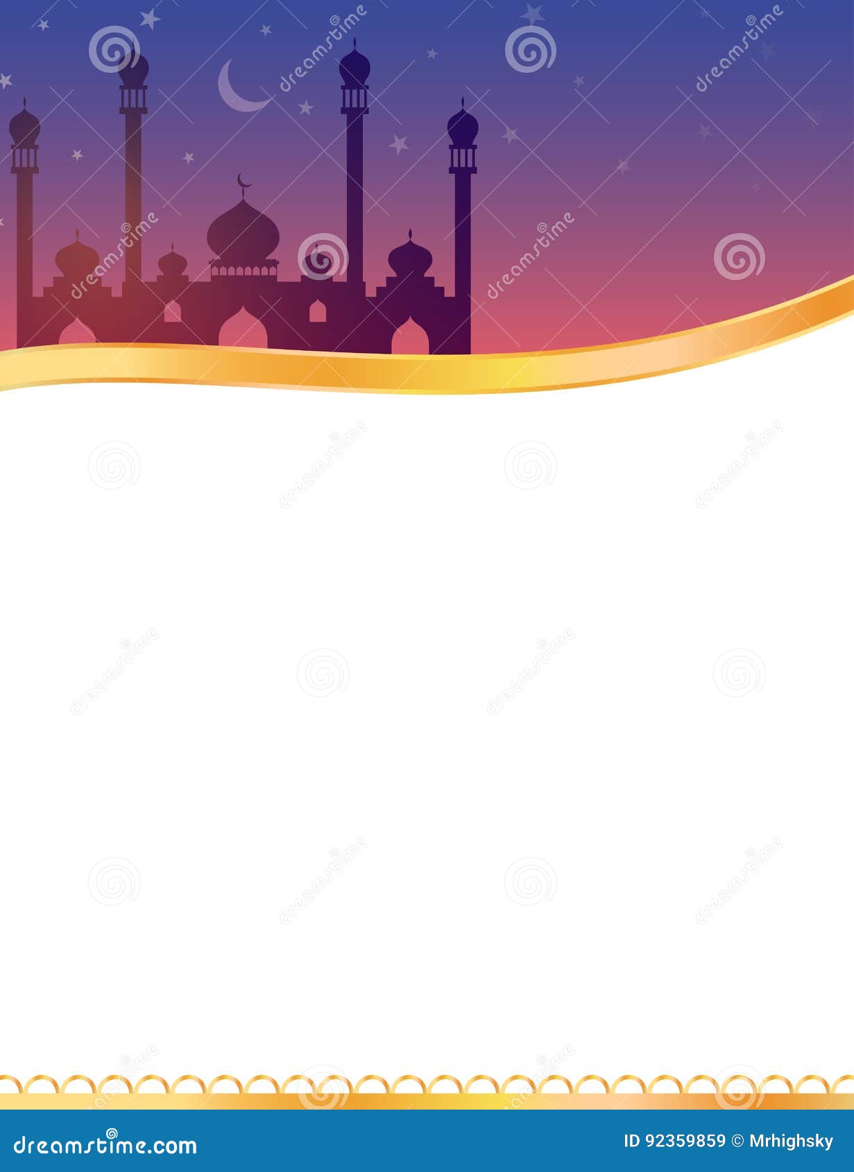 Islamic Banner Design with Mosque Stock Vector - Illustration of flyer ...