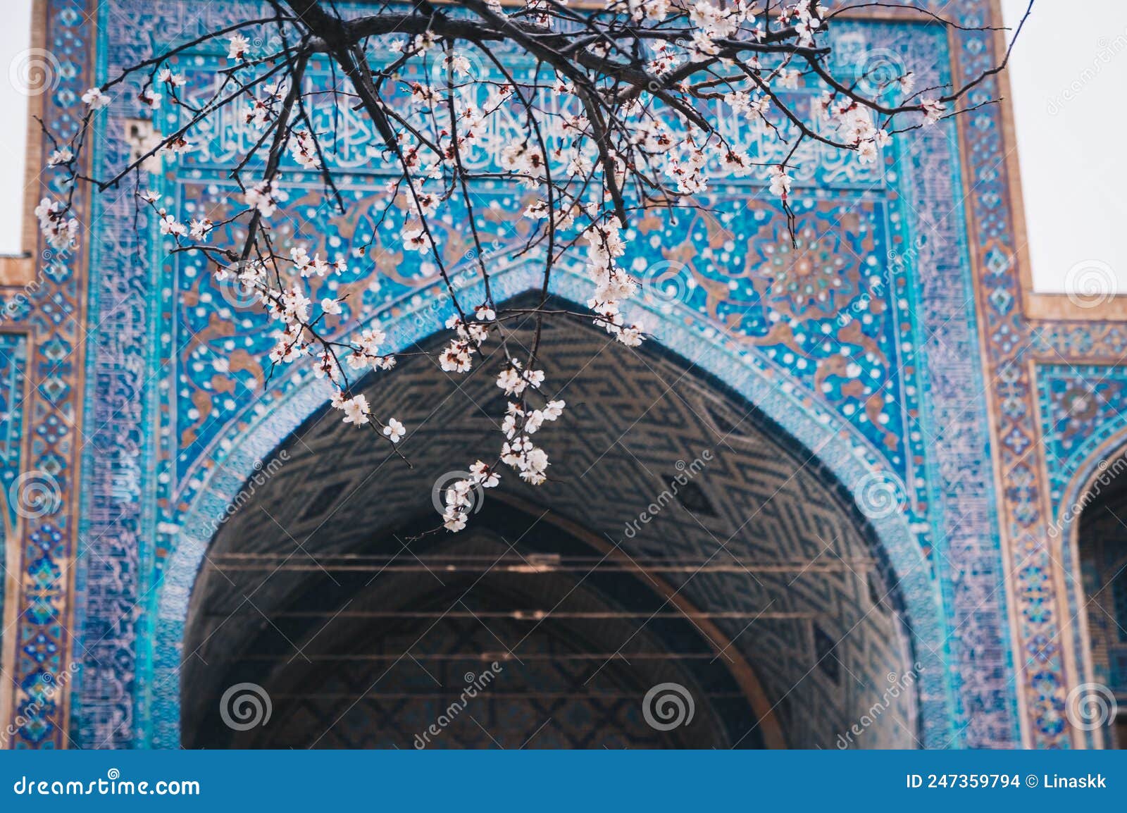 Islamic Blue Mosque Pattern of Persian Empire in Spring Bloom Stock ...