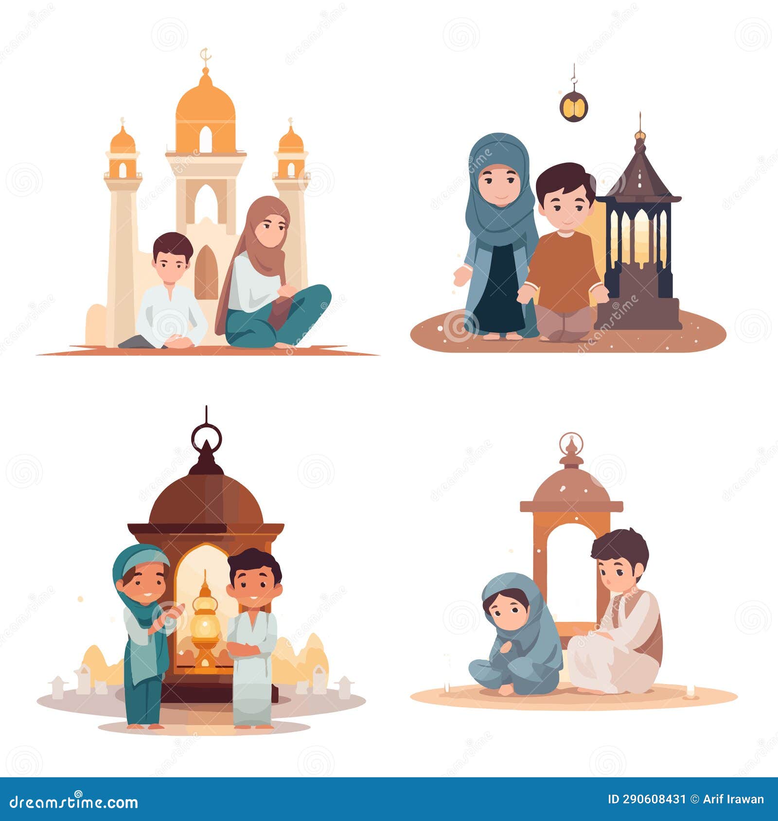 Islamic Children`s Calendar 2020. Vector Celebration Template With Week ...