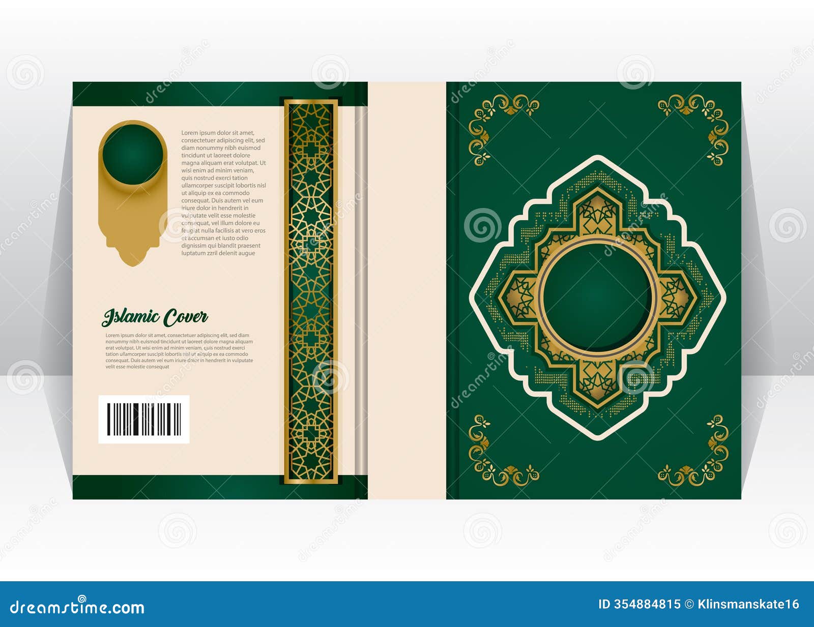 Islamic Book Cover with Arabesque Arabic Element Template Graphic Stock ...