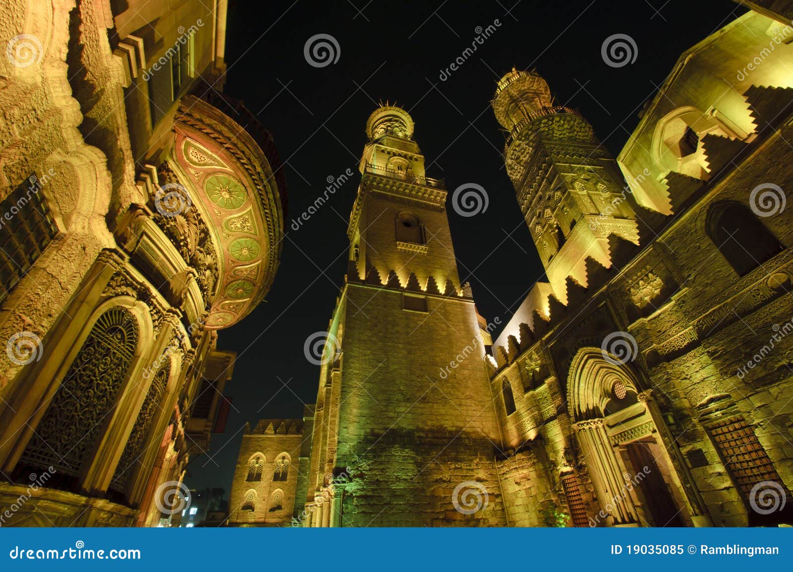 Islamic cairo at night. stock image. Image of mosque - 19035085