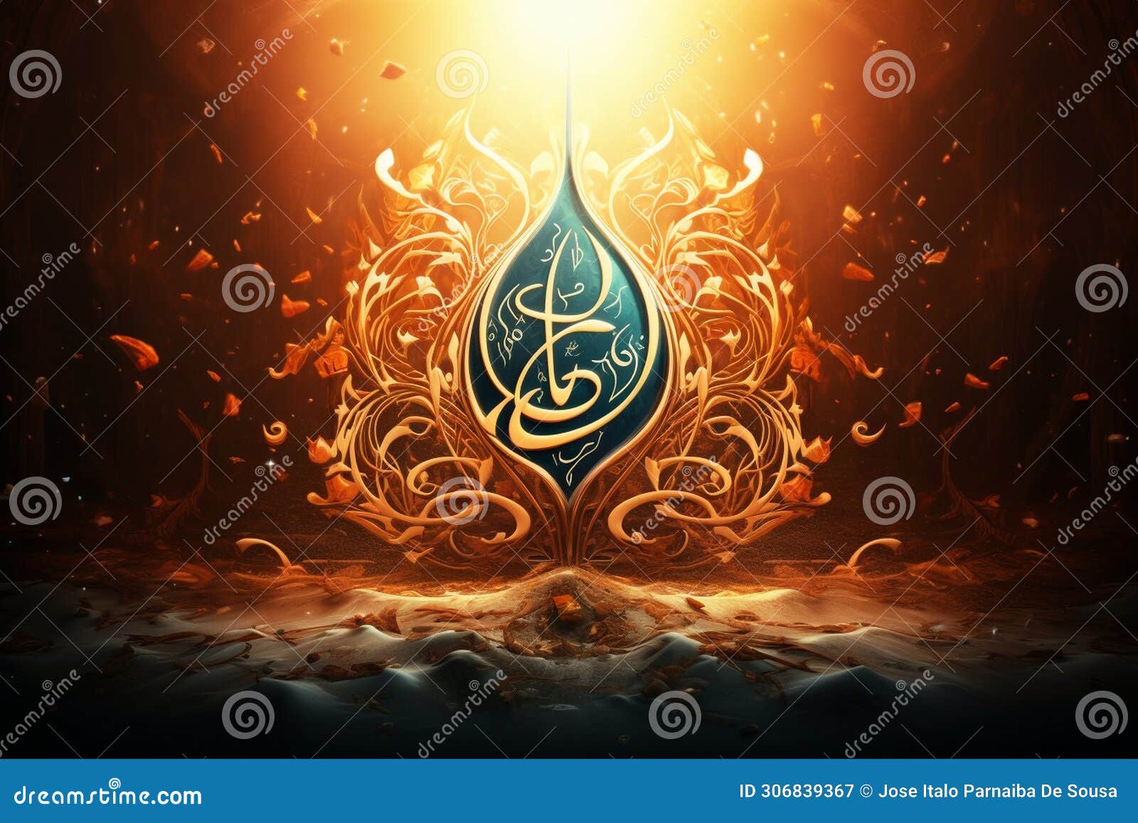 Islamic Calligraphy Forming the Word Peace. Generative Ai Stock ...