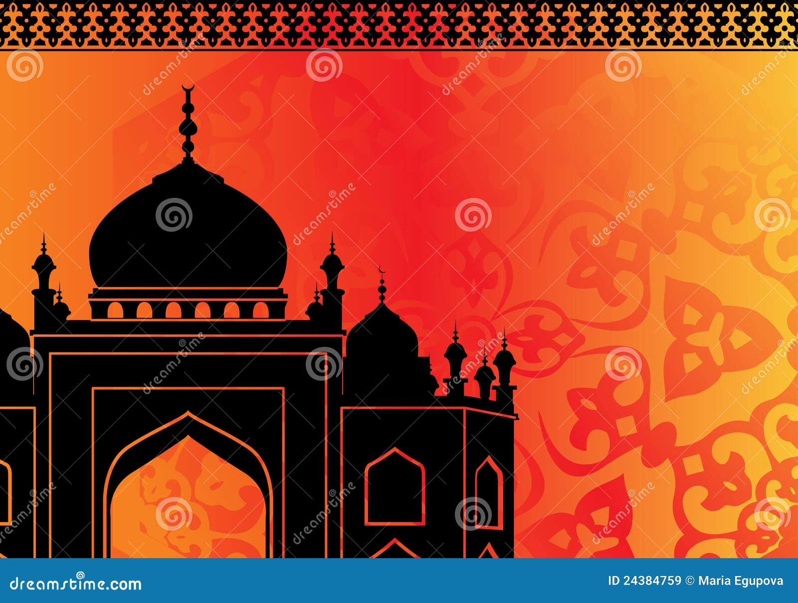 Islamic card with mosque stock vector. Illustration of backdrop - 24384759