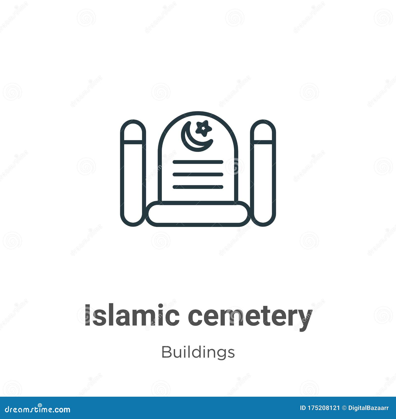 Islamic Cemetery Outline Vector Icon. Thin Line Black Islamic Cemetery ...