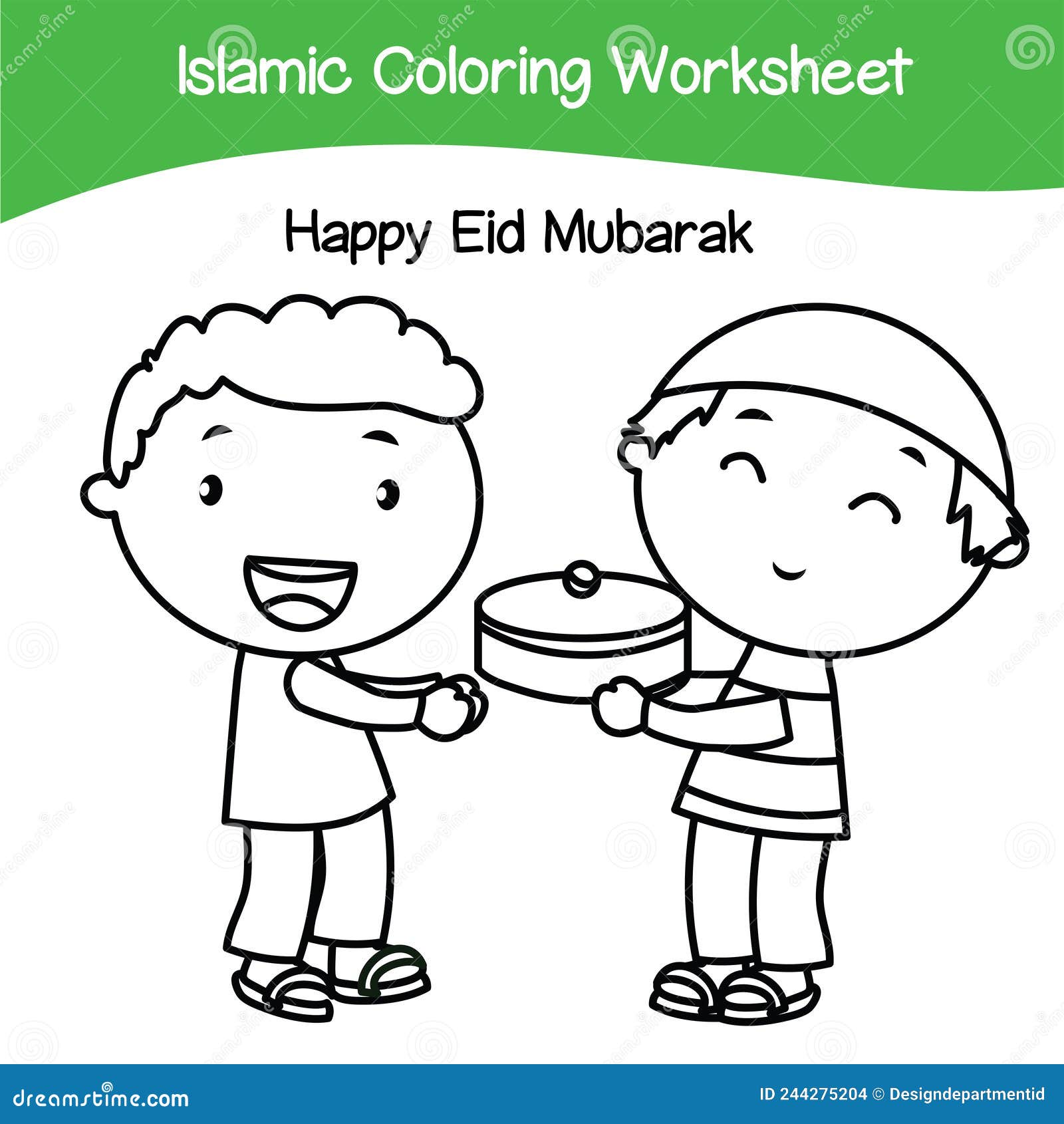Islamic Coloring Page For Adults And Kids Cartoon Vector ...