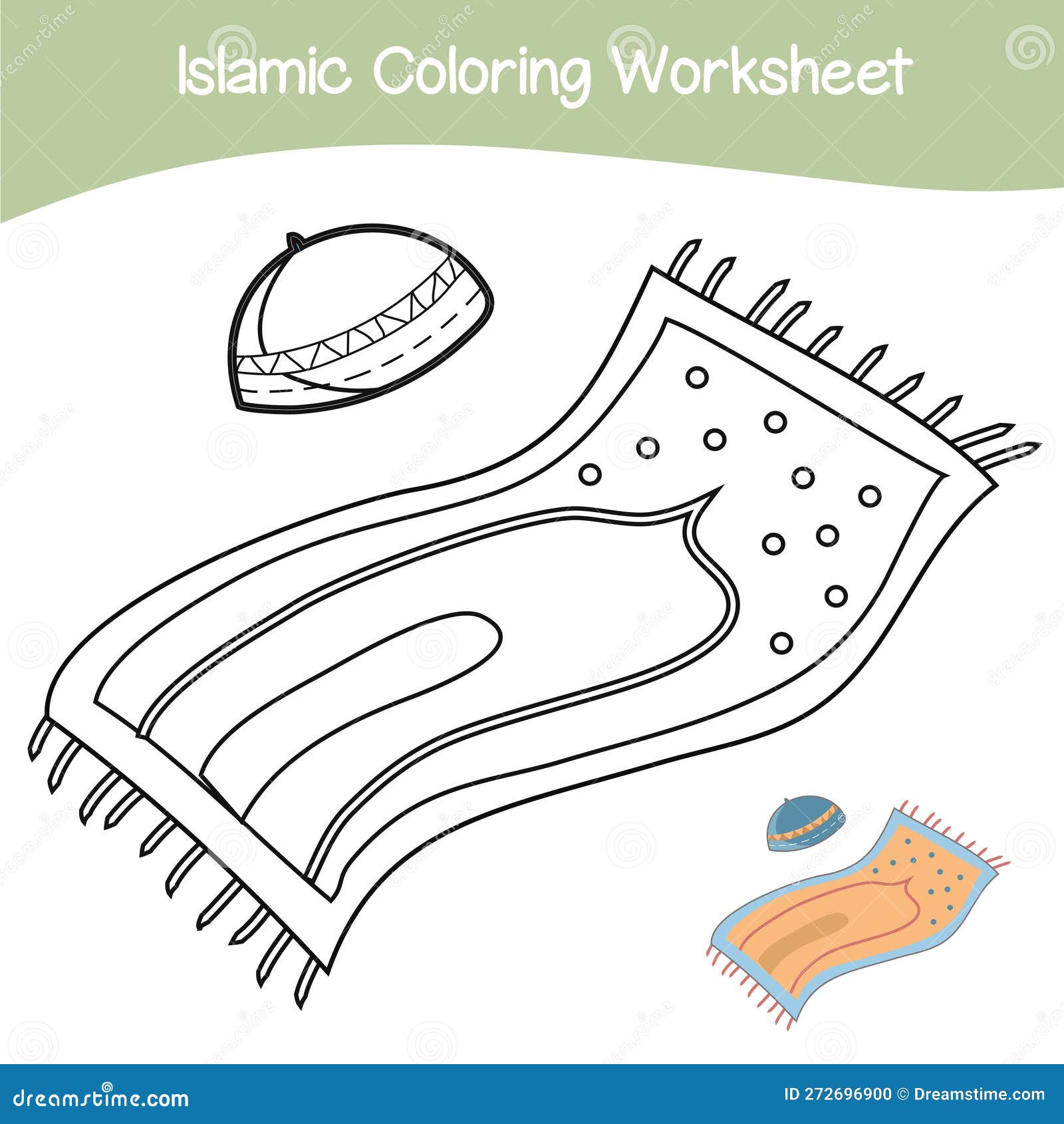 Islamic Coloring Worksheet. Vector File Stock Vector - Illustration of ...