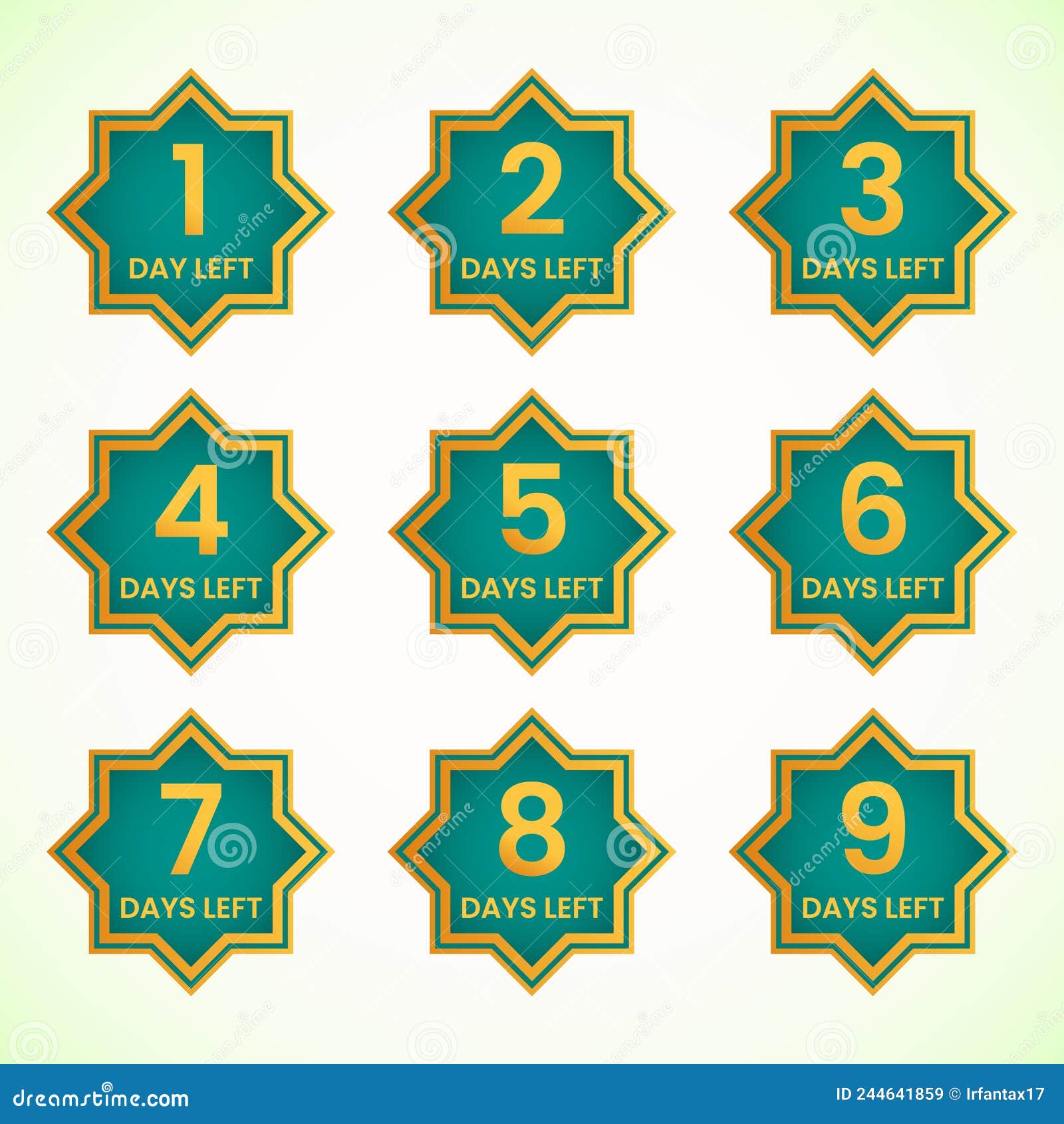 Islamic Countdown Number Days Left Badge Design Stock Vector ...