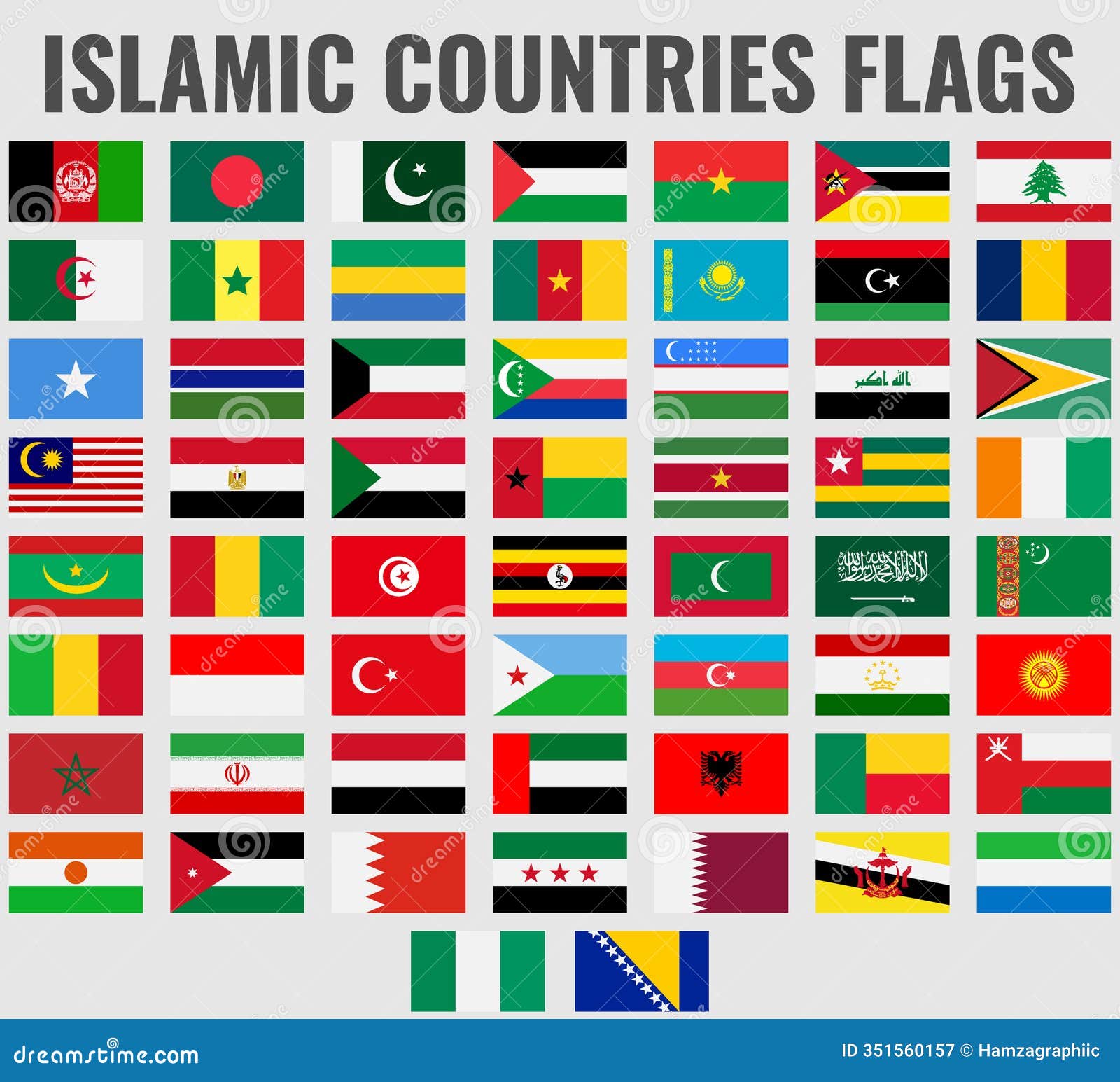 Muslim Country Flags Islamic Countries Flags Stock Photos, Royalty