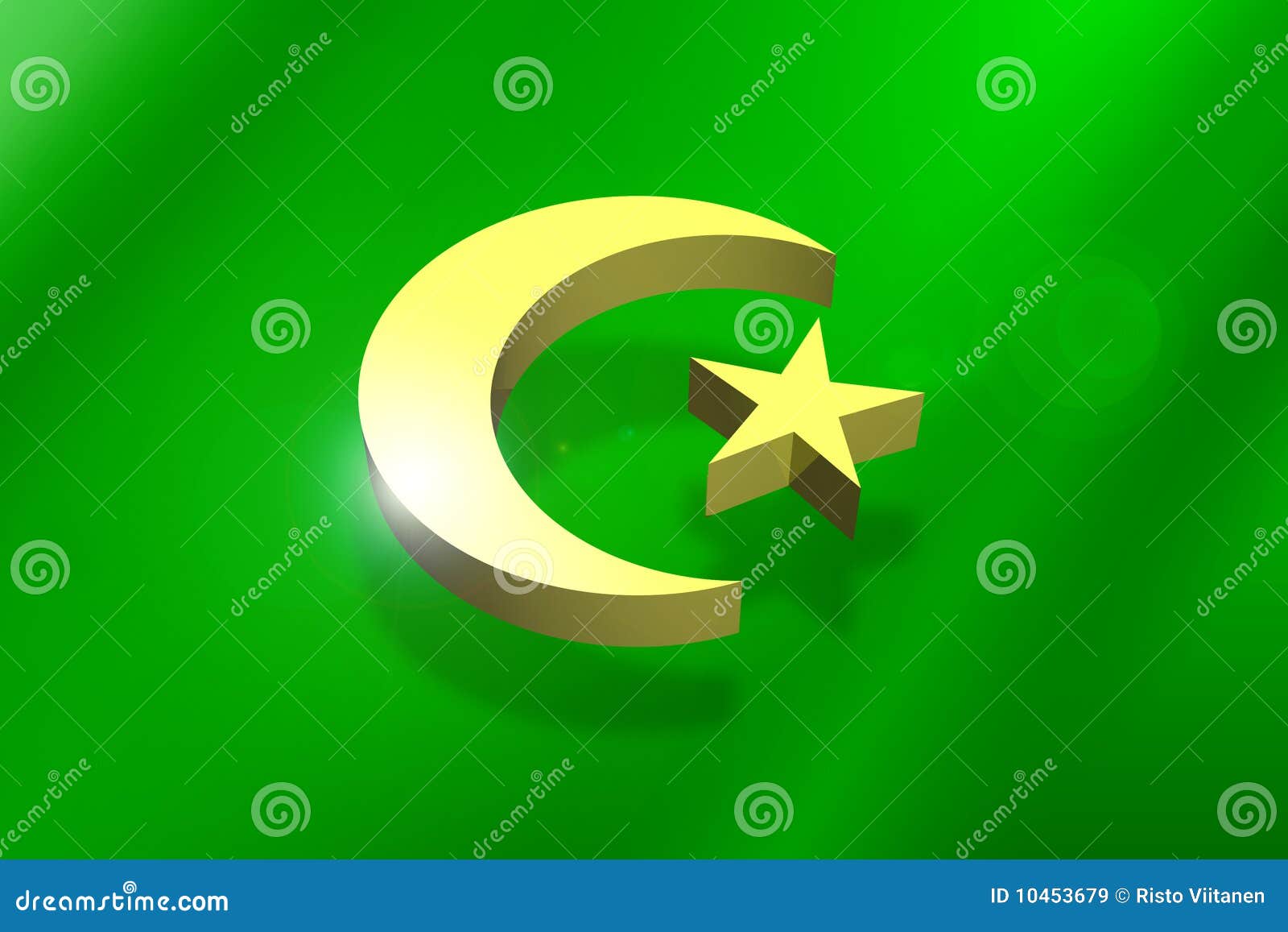 Islamic Crescent-star Symbol Stock Illustration - Illustration of gold ...