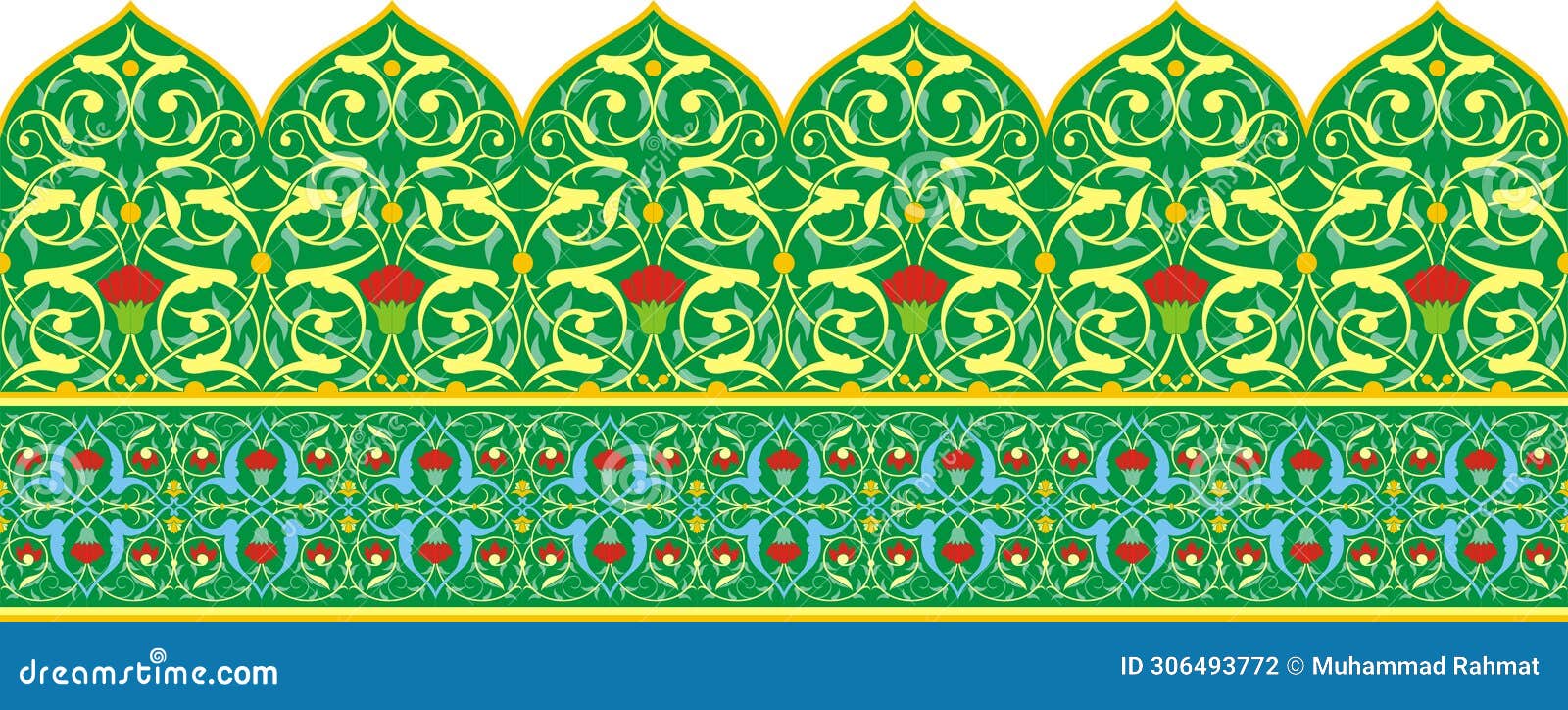 Islamic Decorative Vector Graphic Design Pattern, Green Color ...