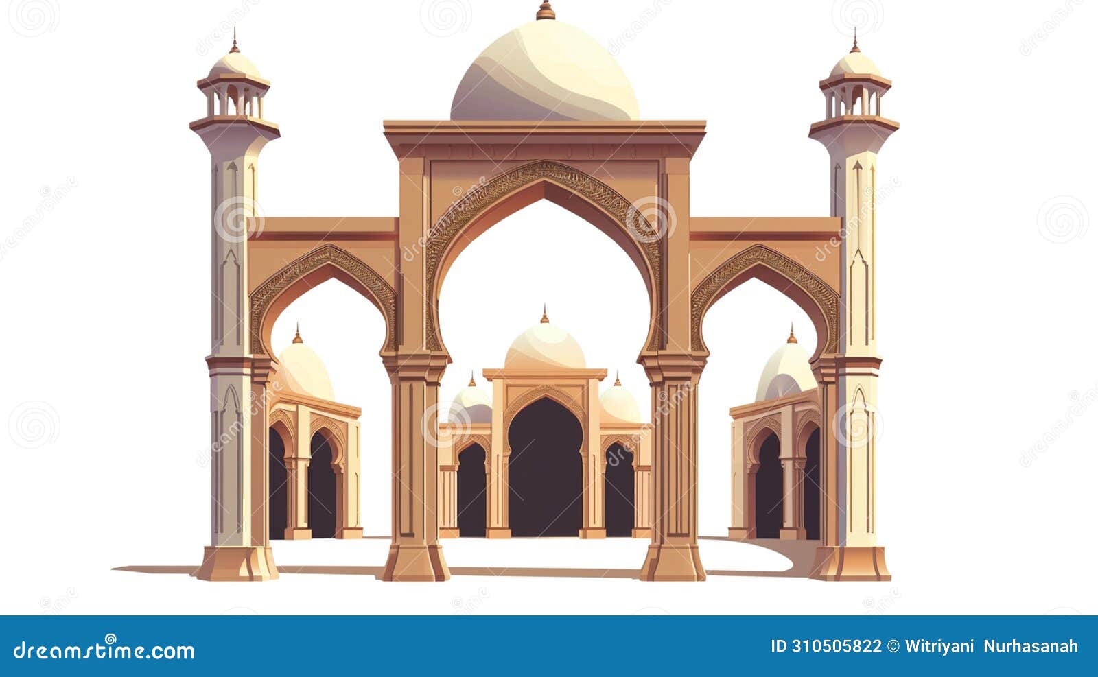 Islamic Design Arch with Mosque Stock Illustration Arch. Generative Ai ...