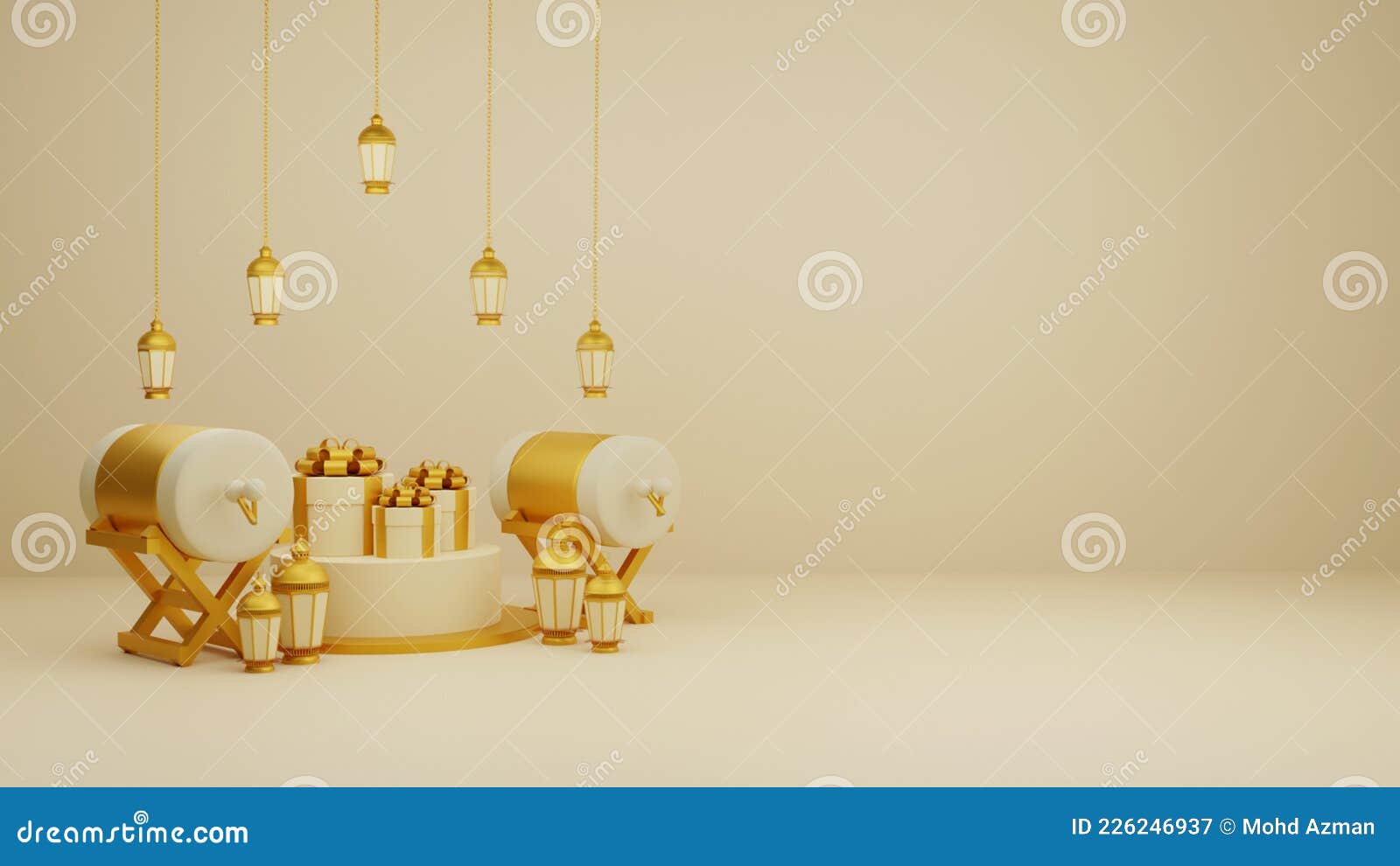Islamic Display Decoration Composition with Gift Box and Lanterns Stock ...