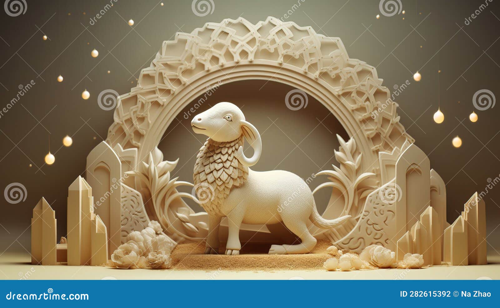 Photo Eid Al Adha Islamic Decoration Background with Goat Sheep Arabic ...