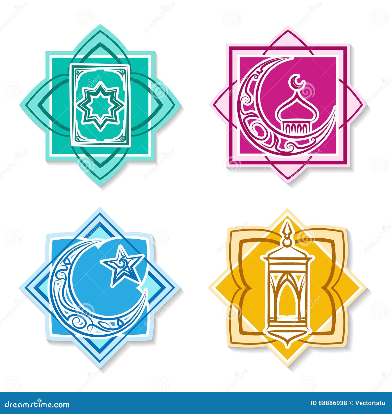 Islamic emblem set stock vector. Illustration of abstraction - 88886938