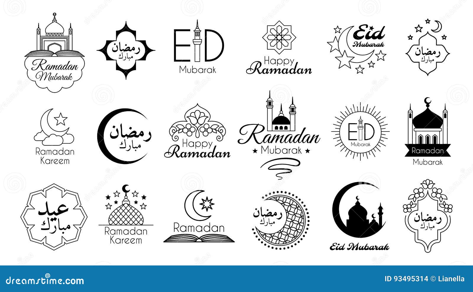 Islamic Emblems Set stock vector. Illustration of decorative - 93495314