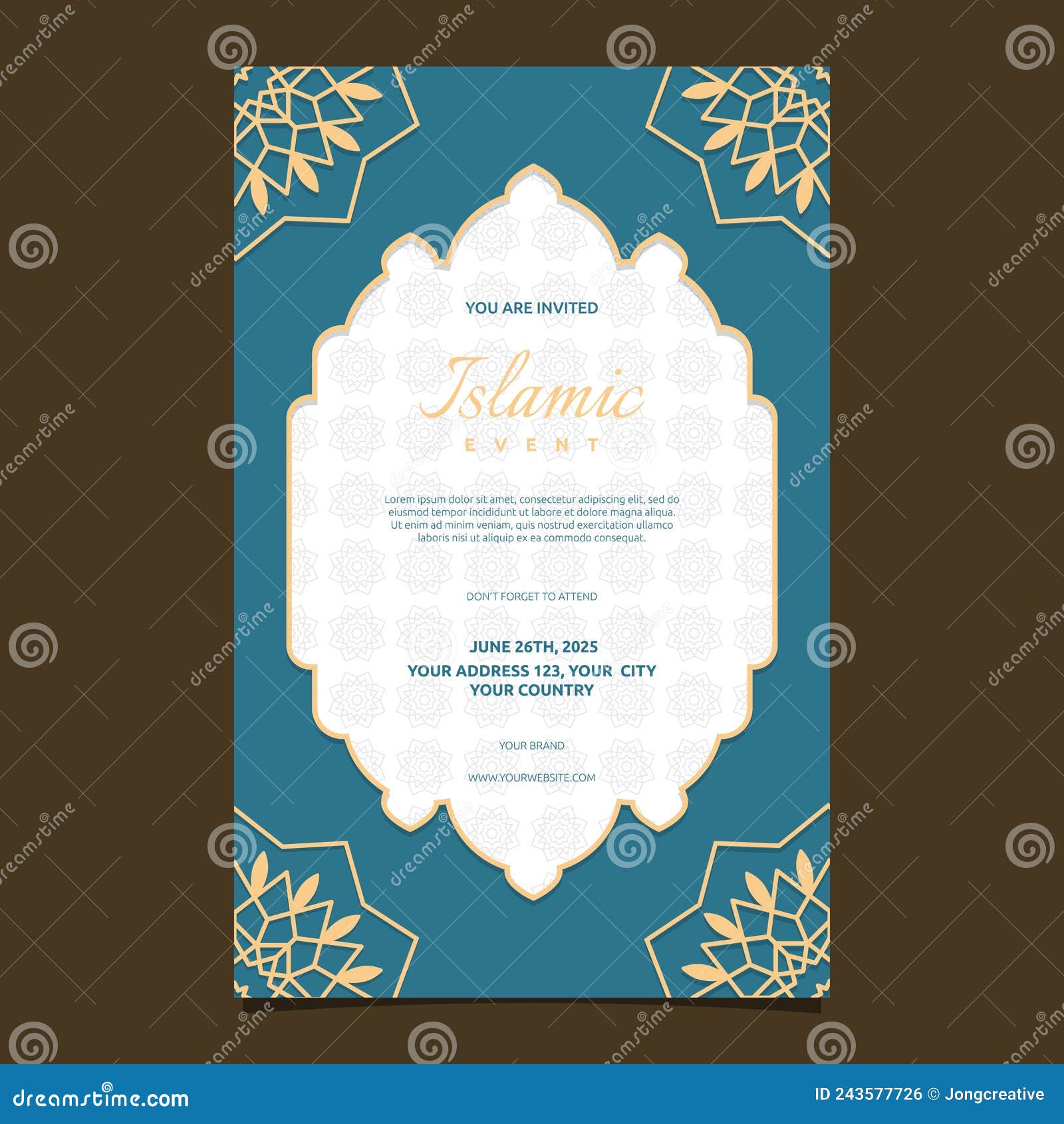 Islamic Event Invitation Card Frame Background Simple Flat Design Stock ...