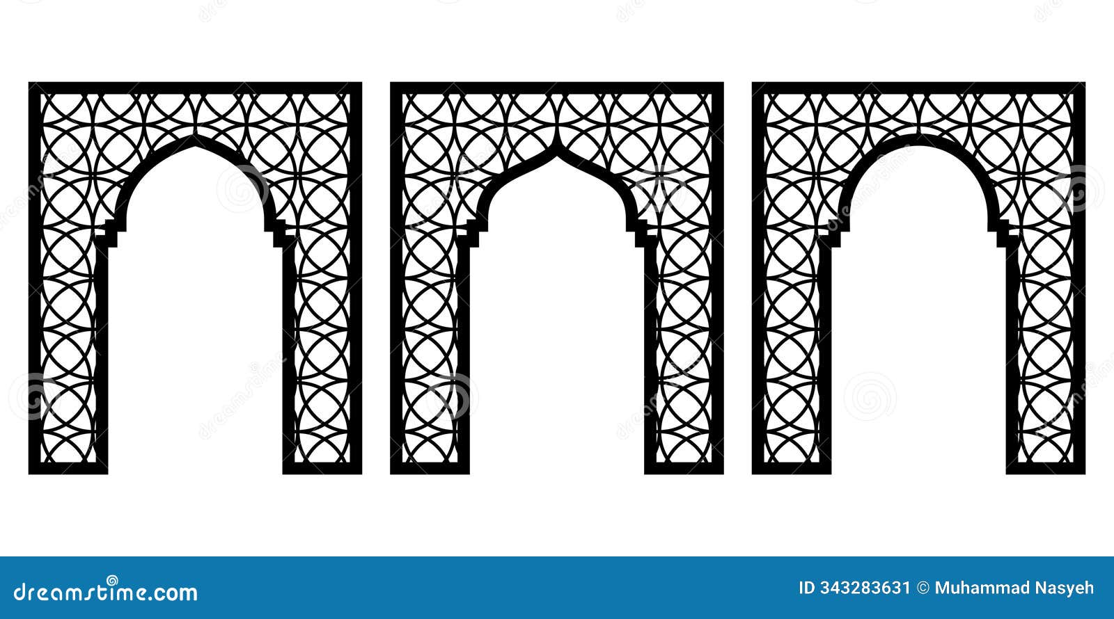 Islamic Frame with Arch and Geometric Pattern, Borders and Mashrabiya ...