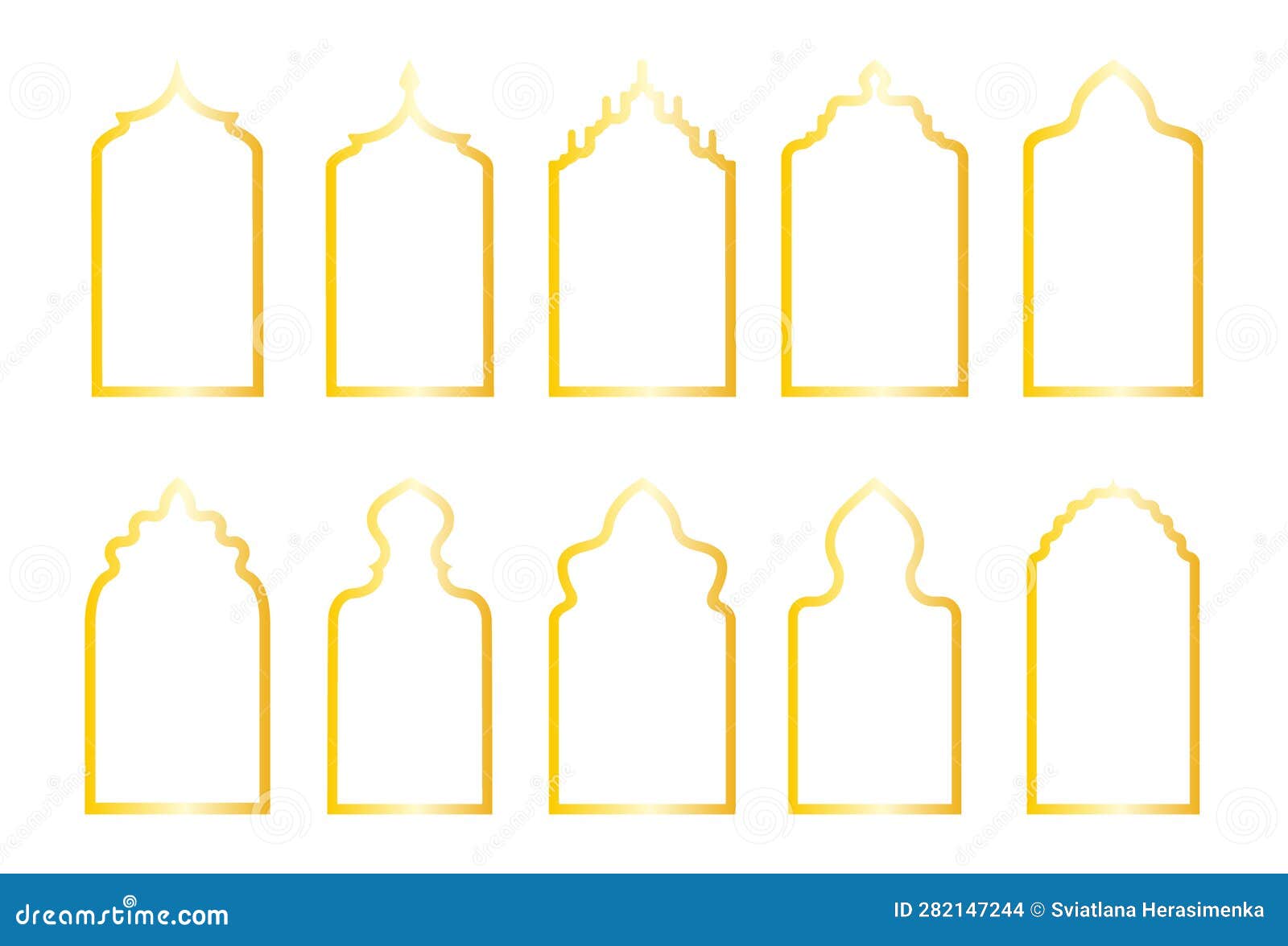 Islamic Frames Shape of a Window or Door Arch. Arab Frame Set. Vector ...