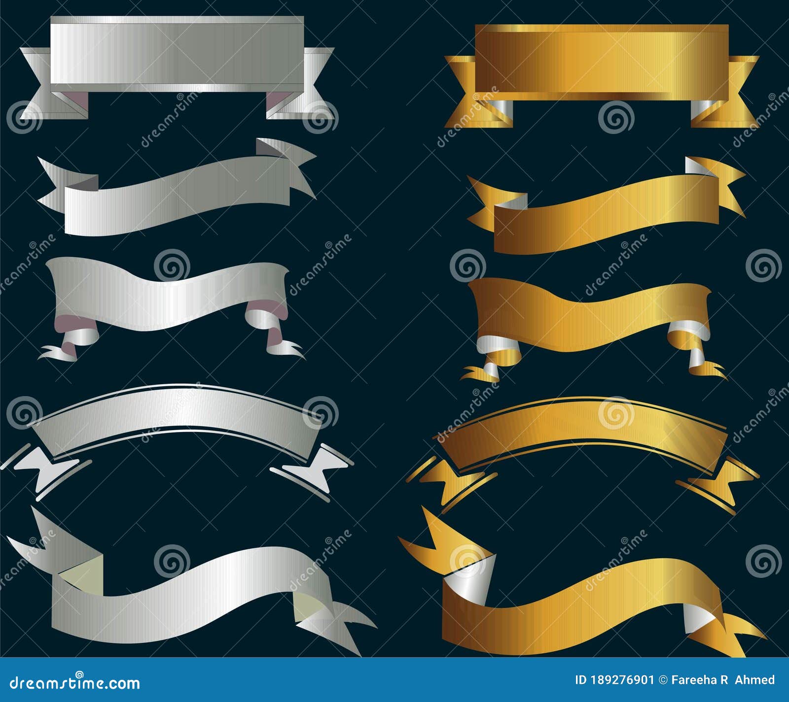 Ribbons Set, Titles, Banners, Name Cards Infograhics. Flat Illustration ...