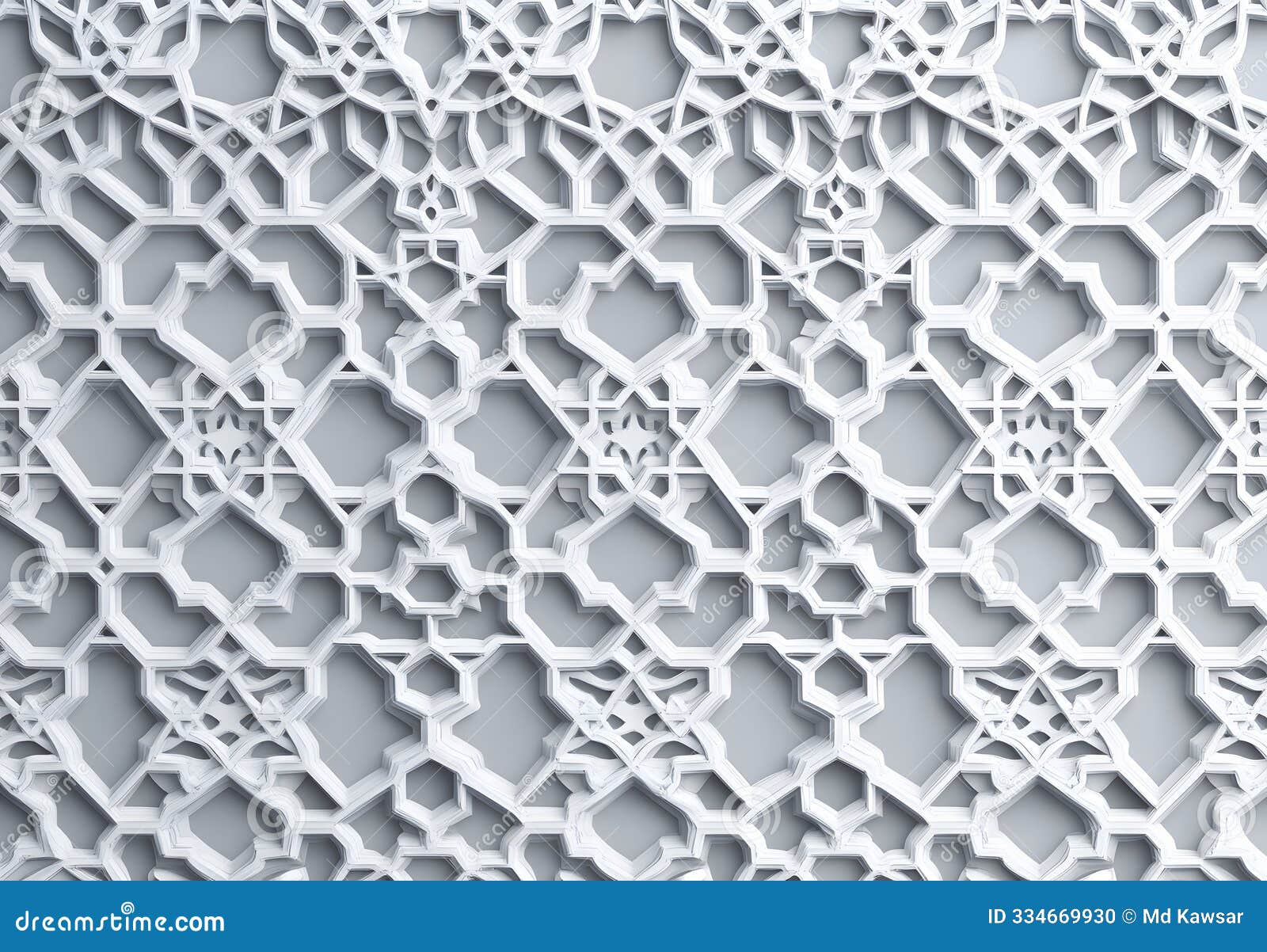 Islamic Geometric Pattern Background - Grey & White Stock Illustration ...