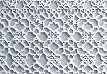 Islamic Geometric Pattern Background - Grey & White Stock Illustration ...
