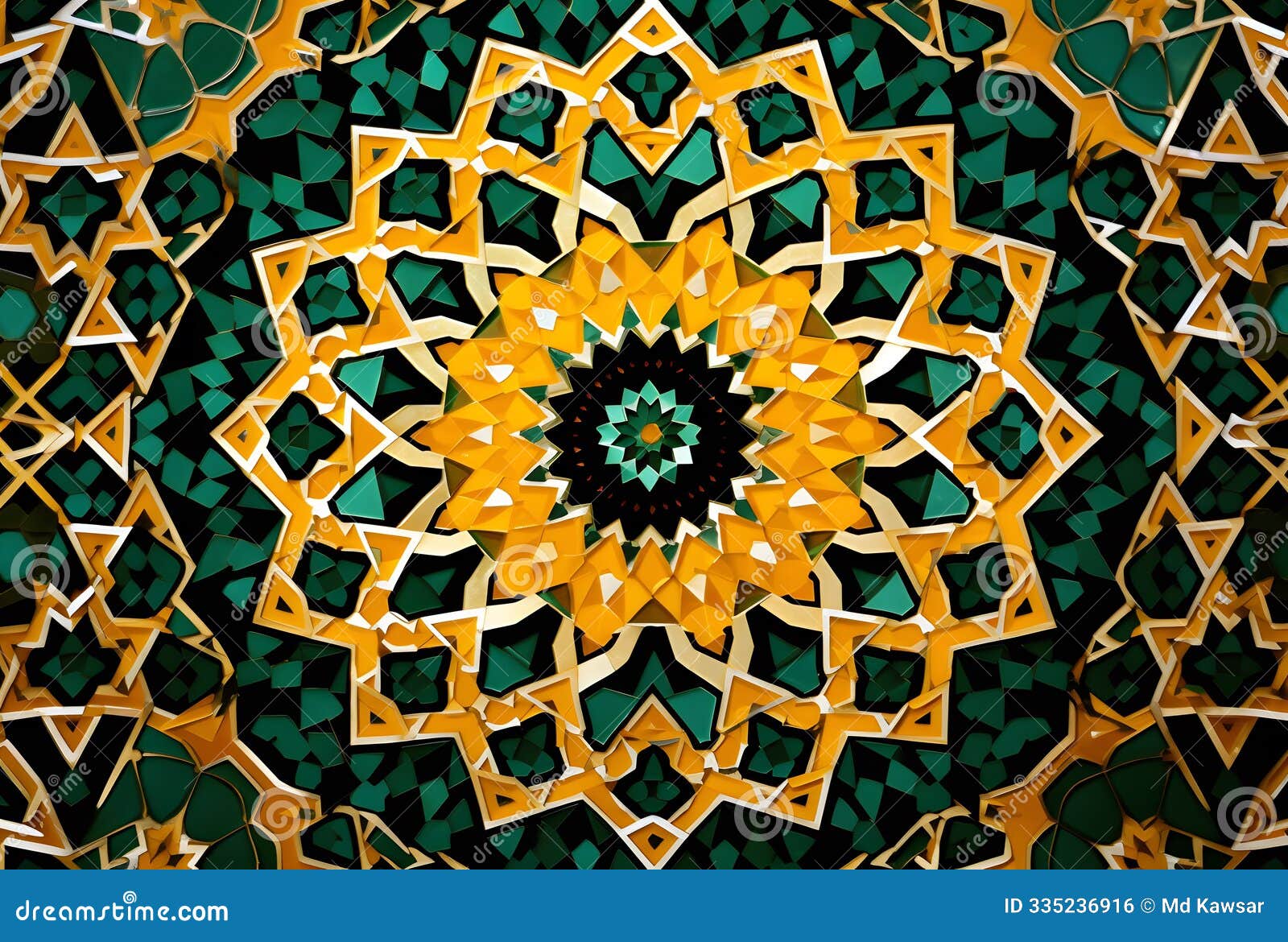 Islamic Geometric Pattern Green Yellow Black Stock Illustration ...